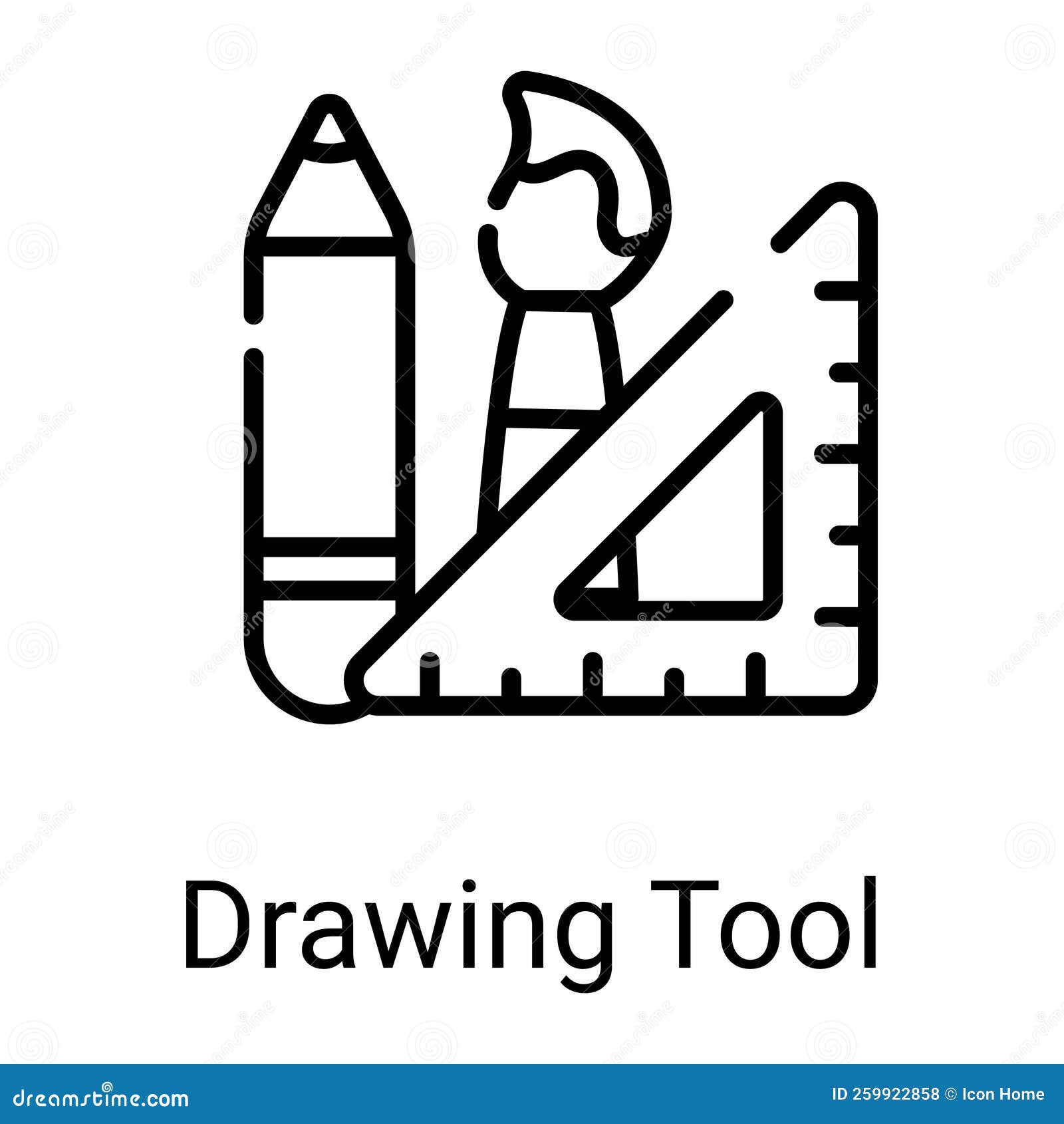 Drawing tools line icon stock vector. Illustration of compass - 259922858