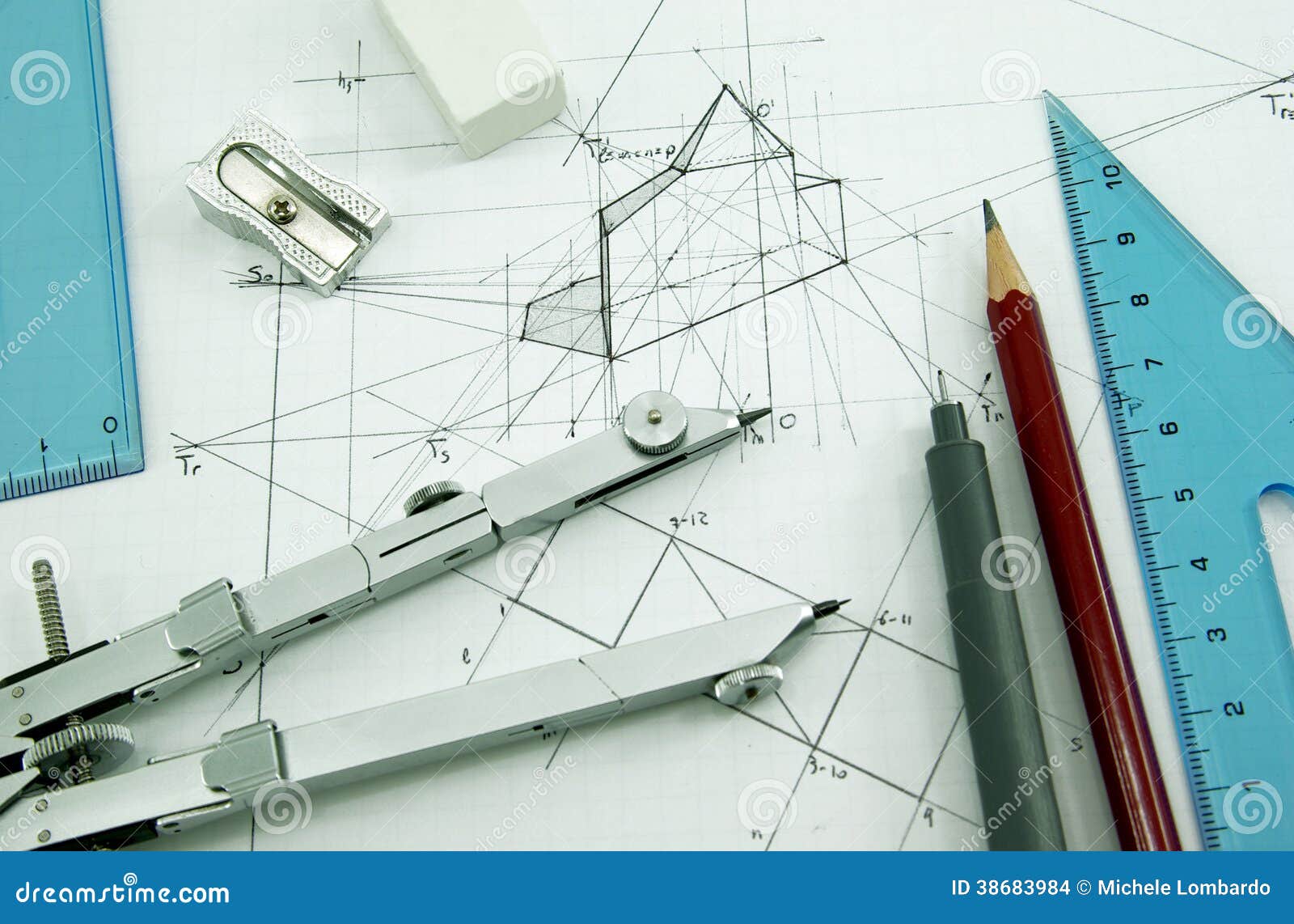Drawing tools stock photo. Image of agree, drawing, geometric - 38683984