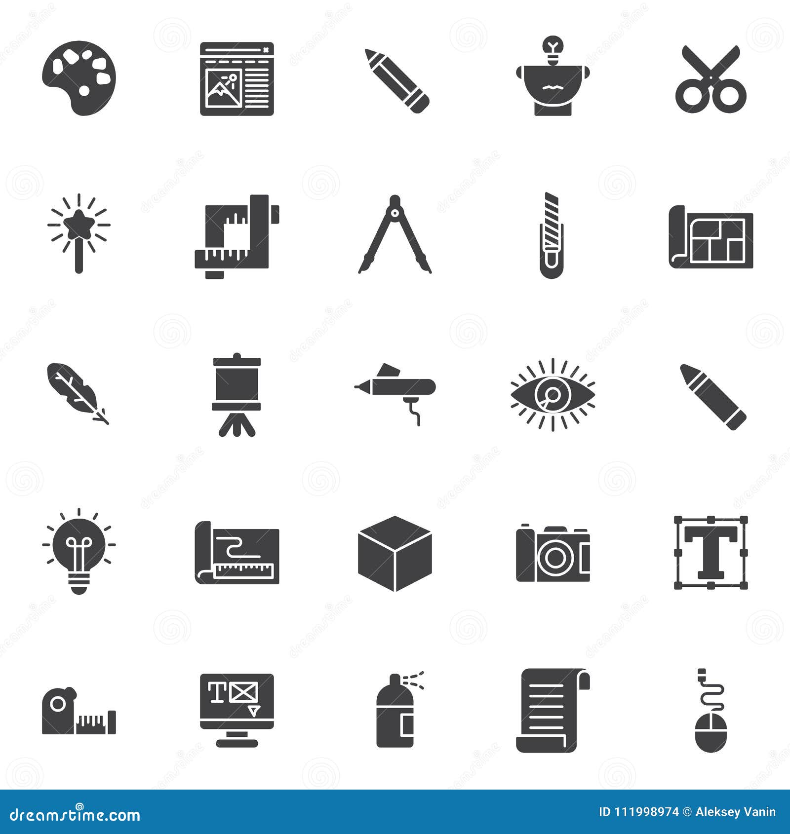 Drawing Tools Vector Icons Set Stock Vector - Illustration of crop ...