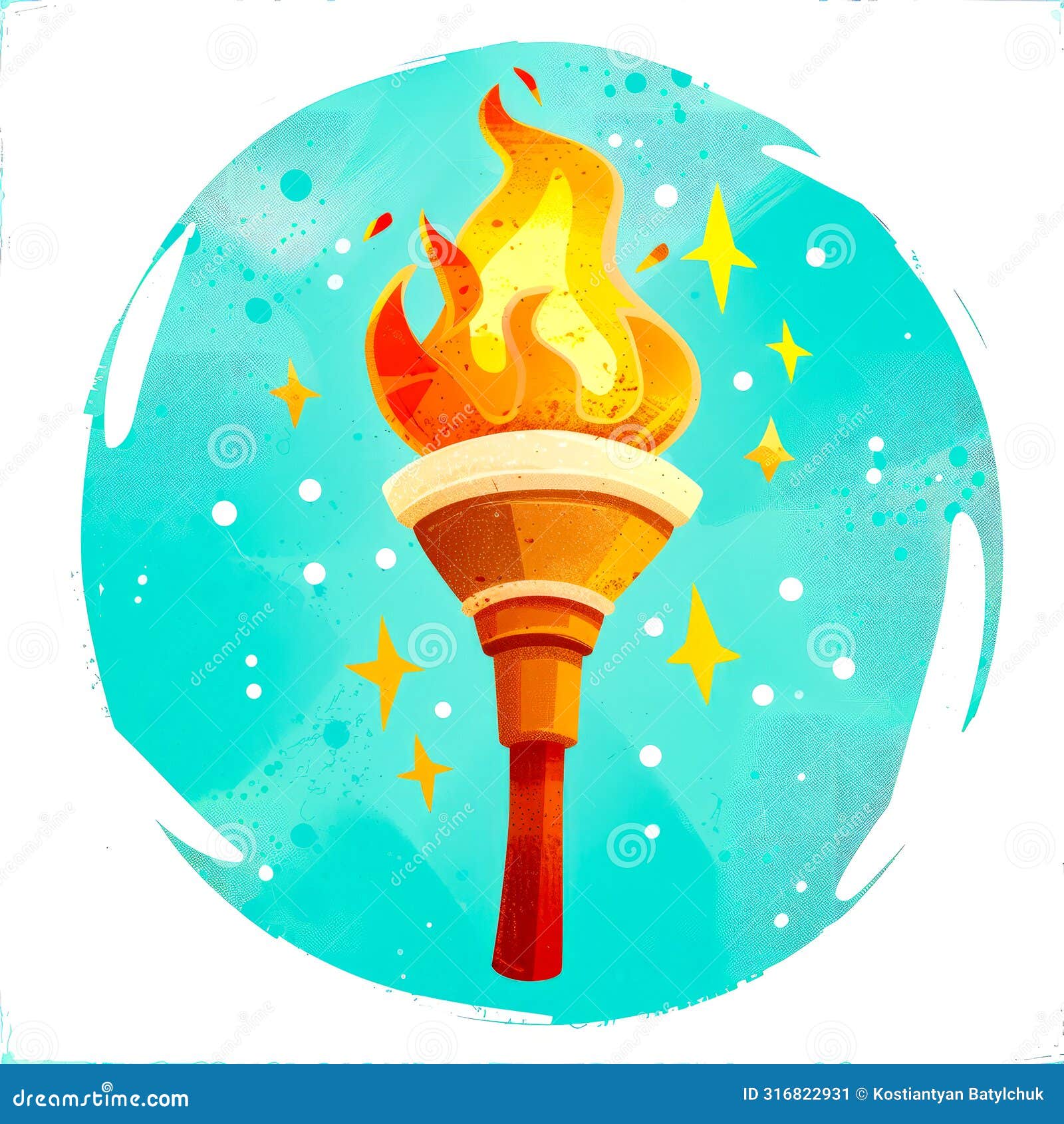Drawing of Torch in the Sky with Stars in the Sky Around it. AI Stock ...