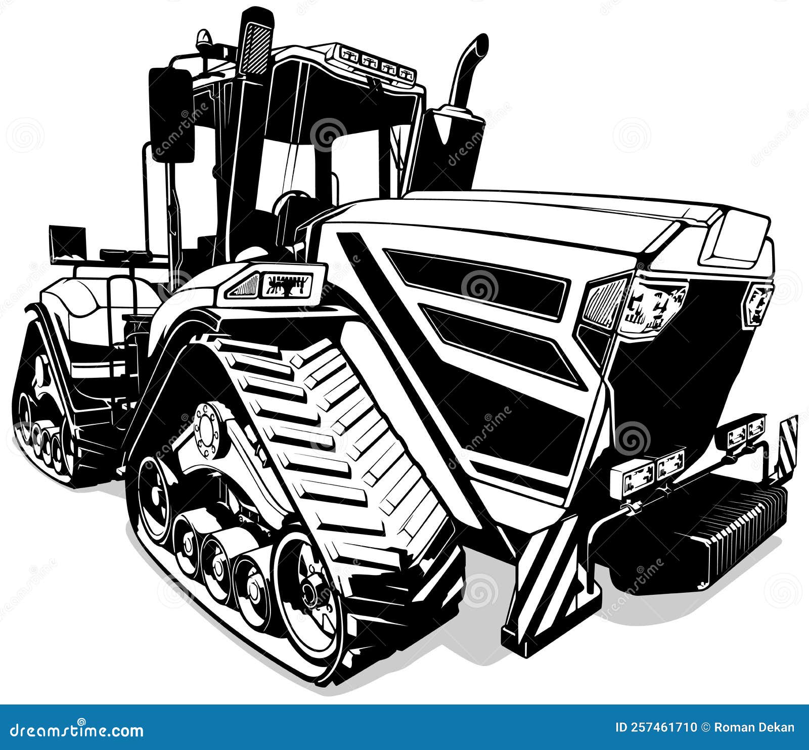 Drawing of Tracked Farm Tractor from Front View Stock Vector ...