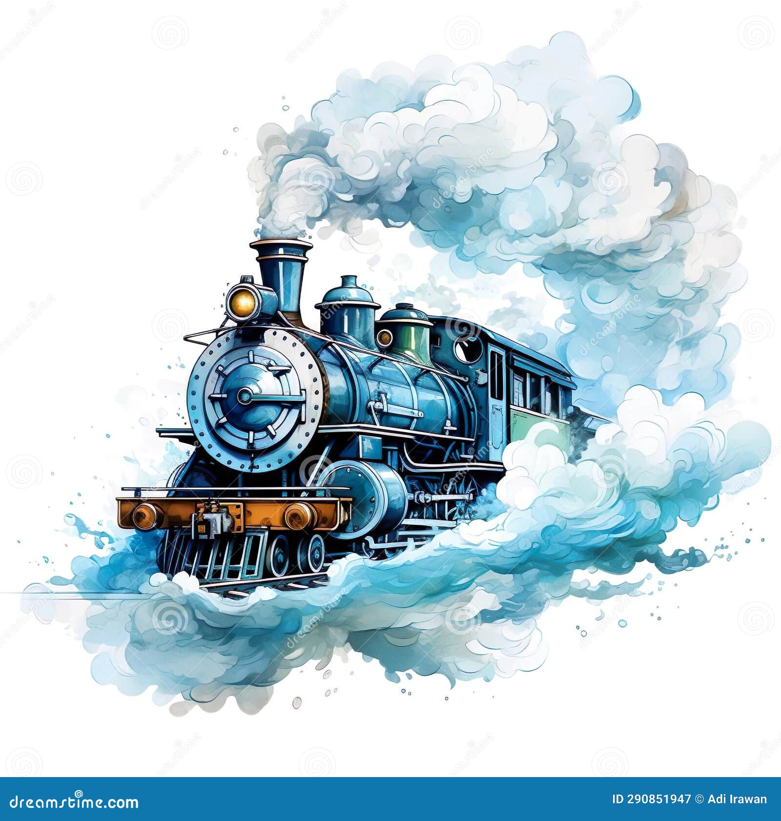 Drawing of Train with Smoke Around it Stock Illustration - Illustration ...