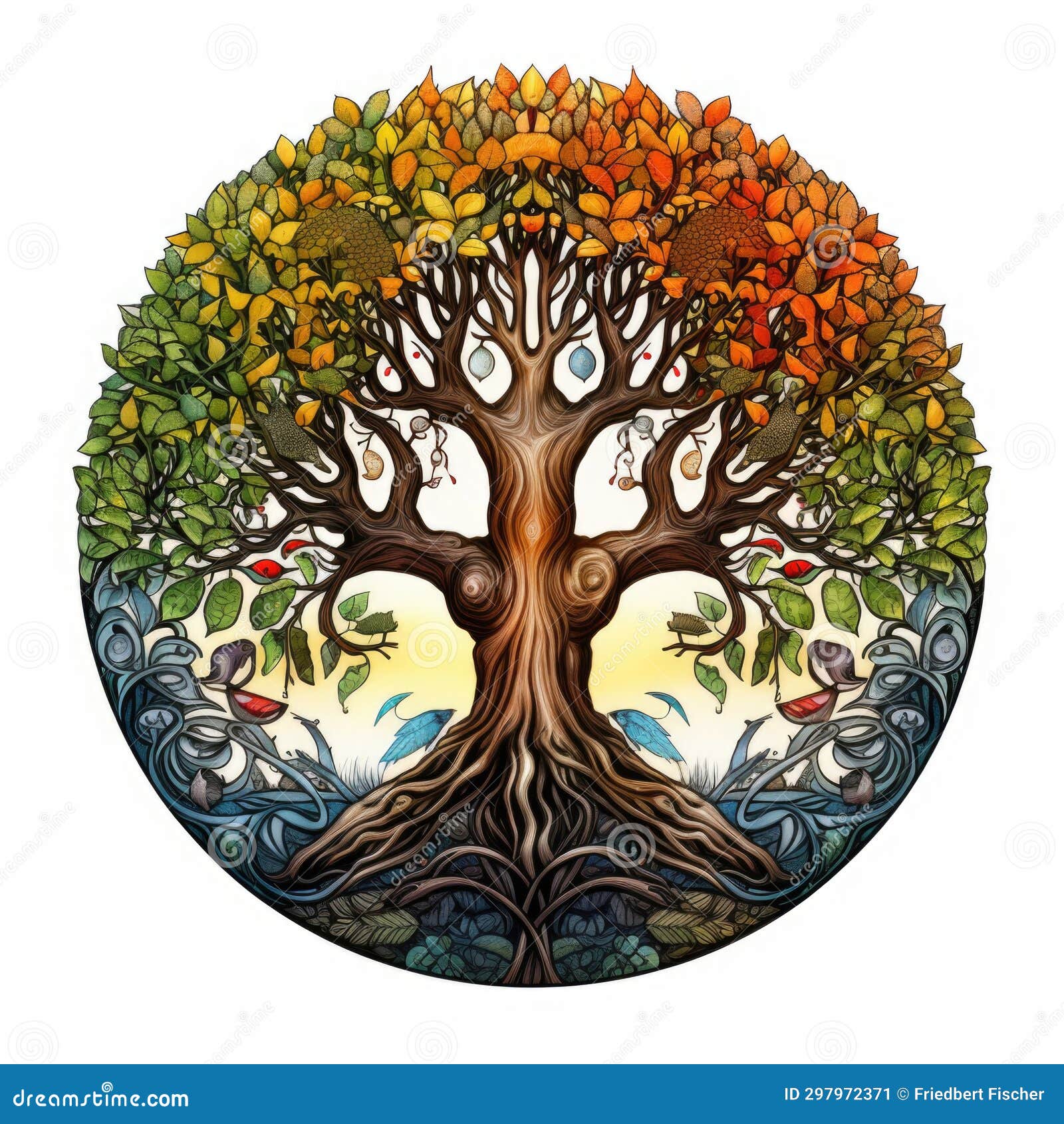 A Drawing of a Tree with Many Leaves Stock Image - Image of forest ...