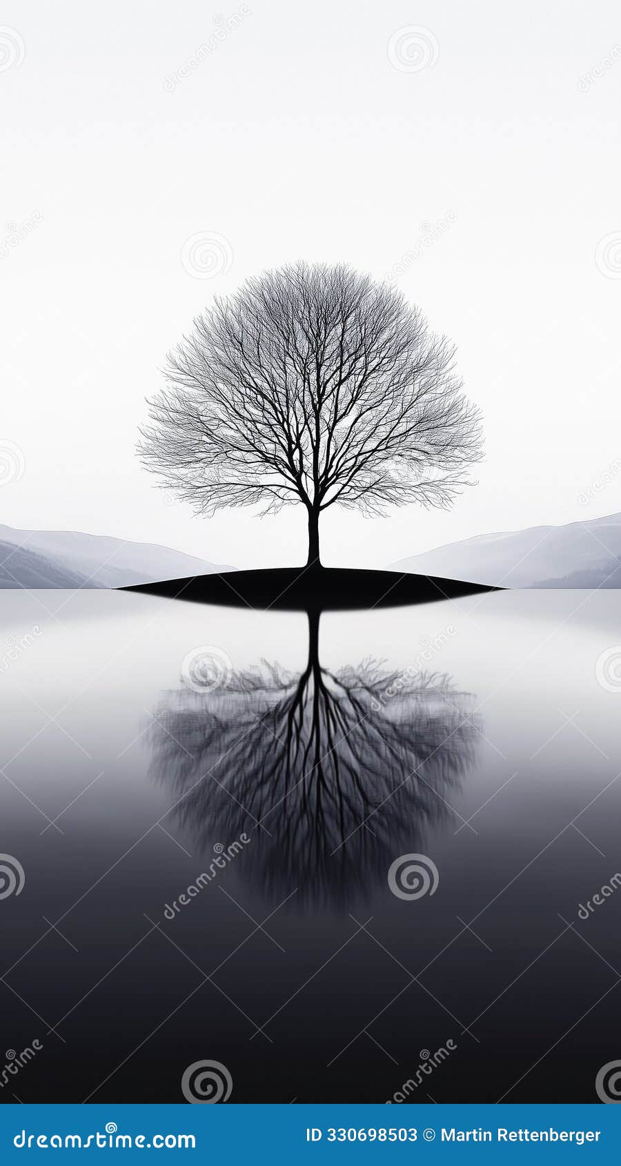 Drawing of a Tree at the Water Stock Illustration - Illustration of ...