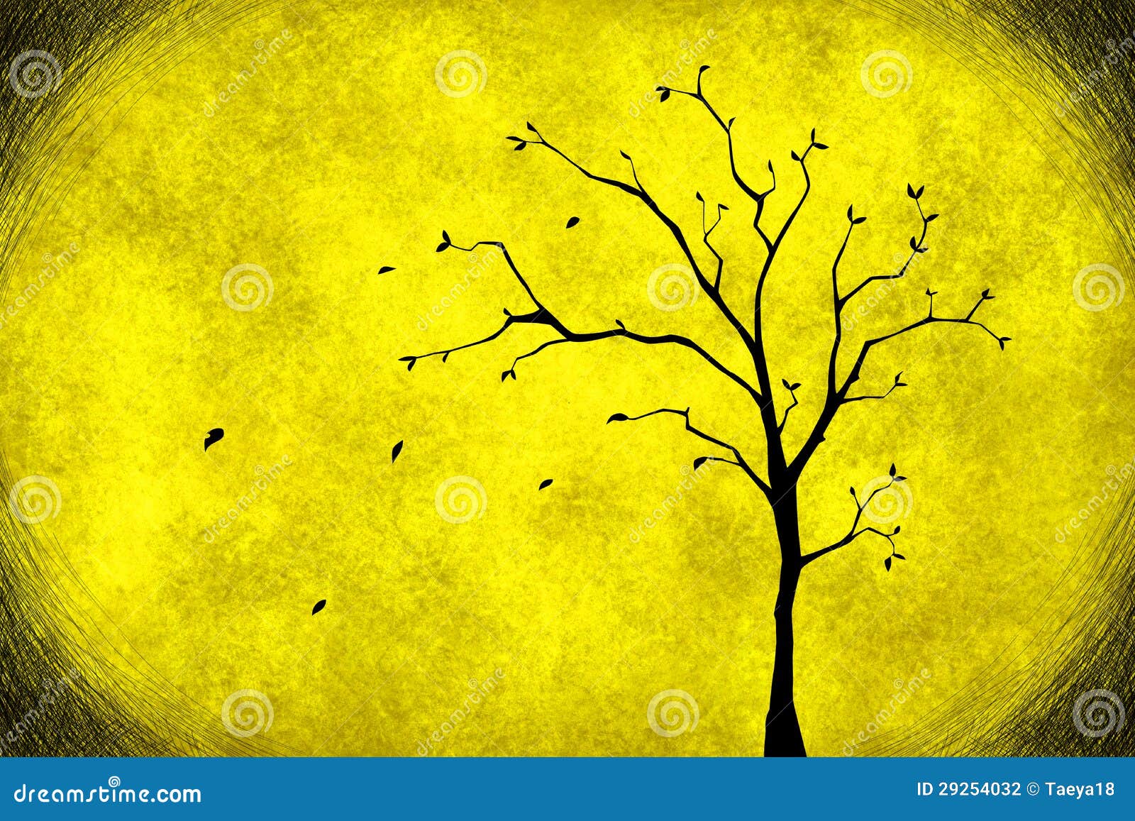 Drawing tree on yellow stock illustration. Illustration of plant - 29254032
