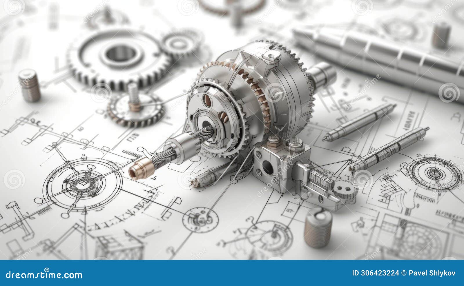 Drawing of Turbine Engine with Longitudinal Section for Studying ...