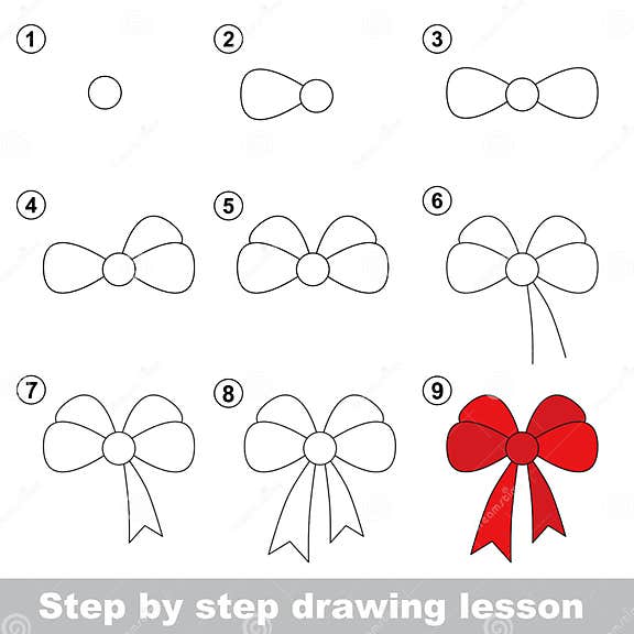 Drawing Tutorial. How To Draw a Bow Stock Vector - Illustration of ...