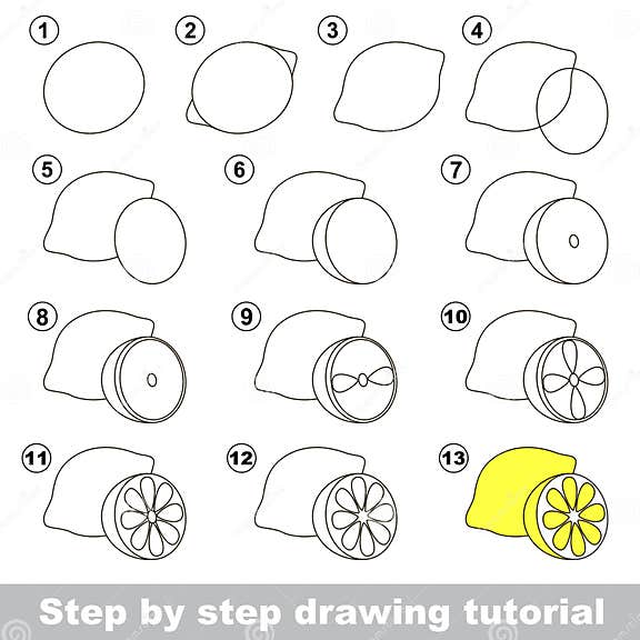 Drawing Tutorial. How To Draw a Lemon Stock Vector - Illustration of ...