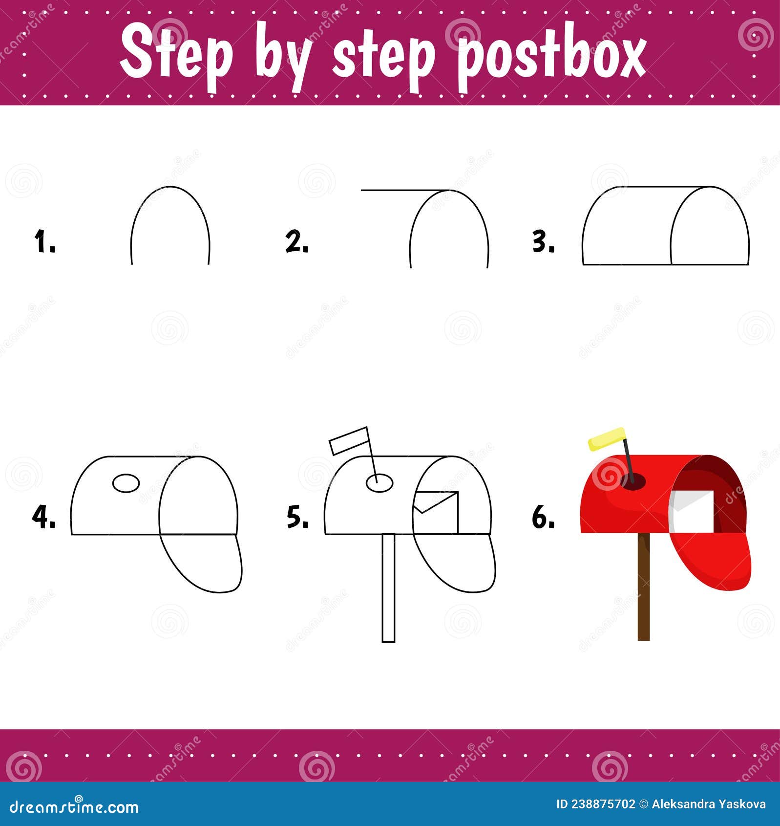 Drawing Tutorial for Kids. Easy Level. Education Sheets Stock Vector ...