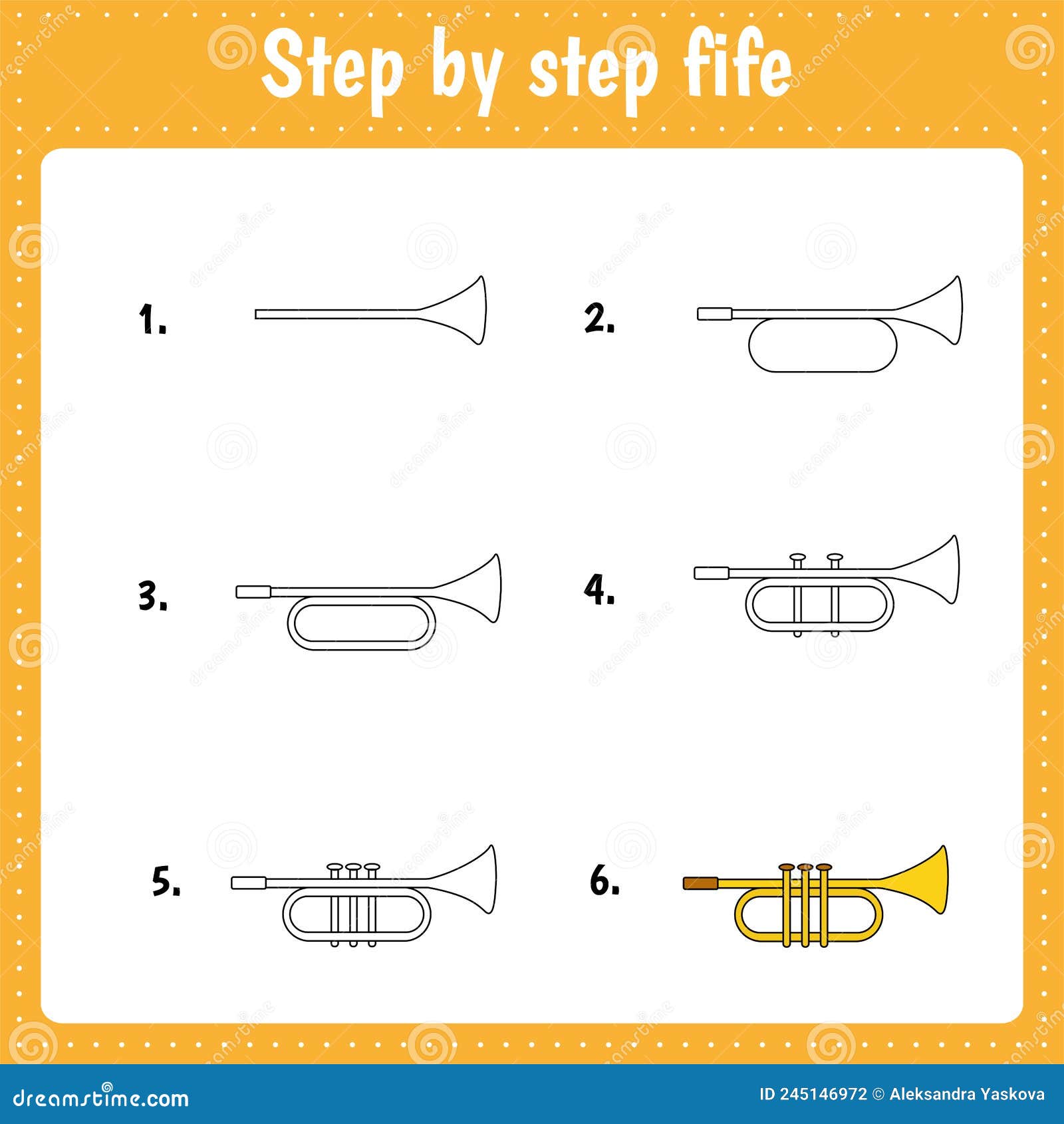 Drawing Tutorial for Kids. Fife Stock Vector - Illustration of draw ...