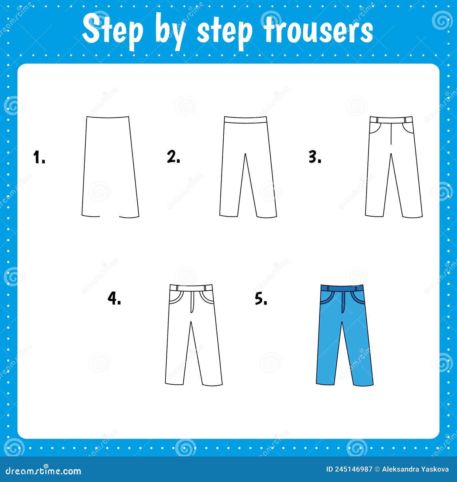 Drawing Tutorial for Kids.trousers Stock Vector - Illustration of ...