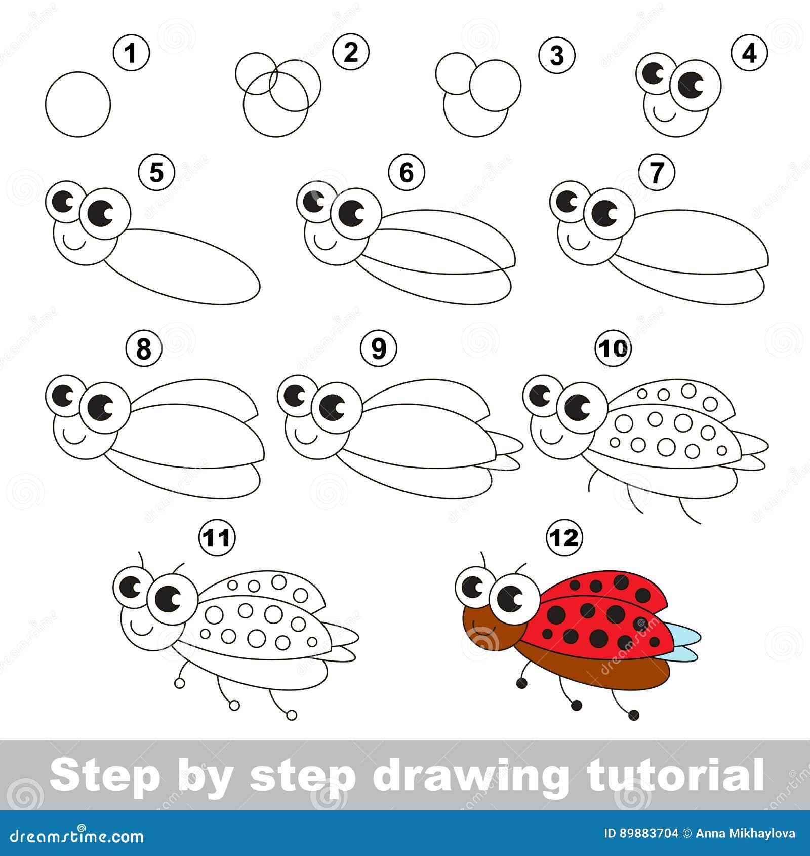 Drawing Tutorial. Ladybird. Stock Vector - Illustration of insect ...