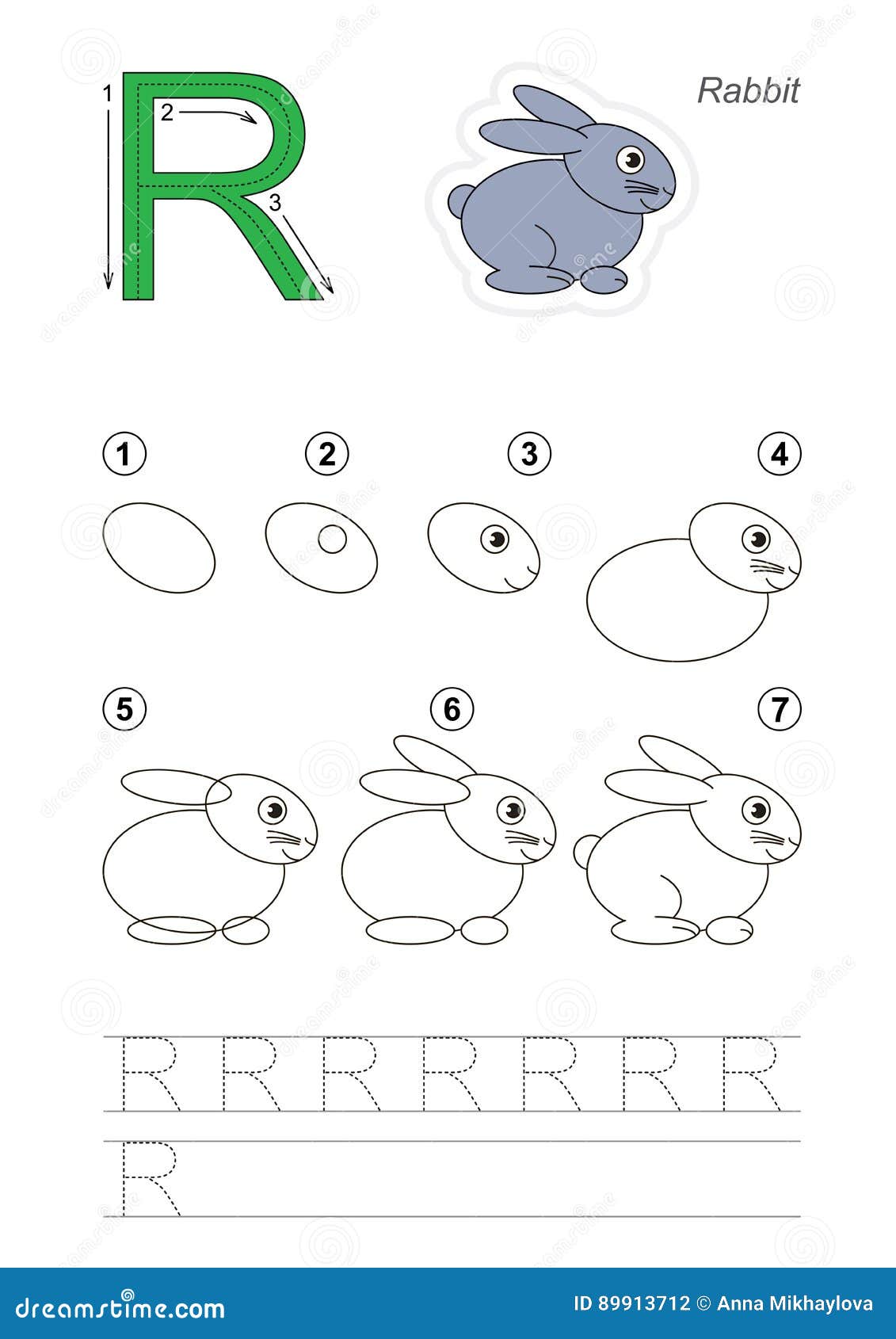 Drawing Tutorial for Letter. Stock Vector - Illustration of teaser ...