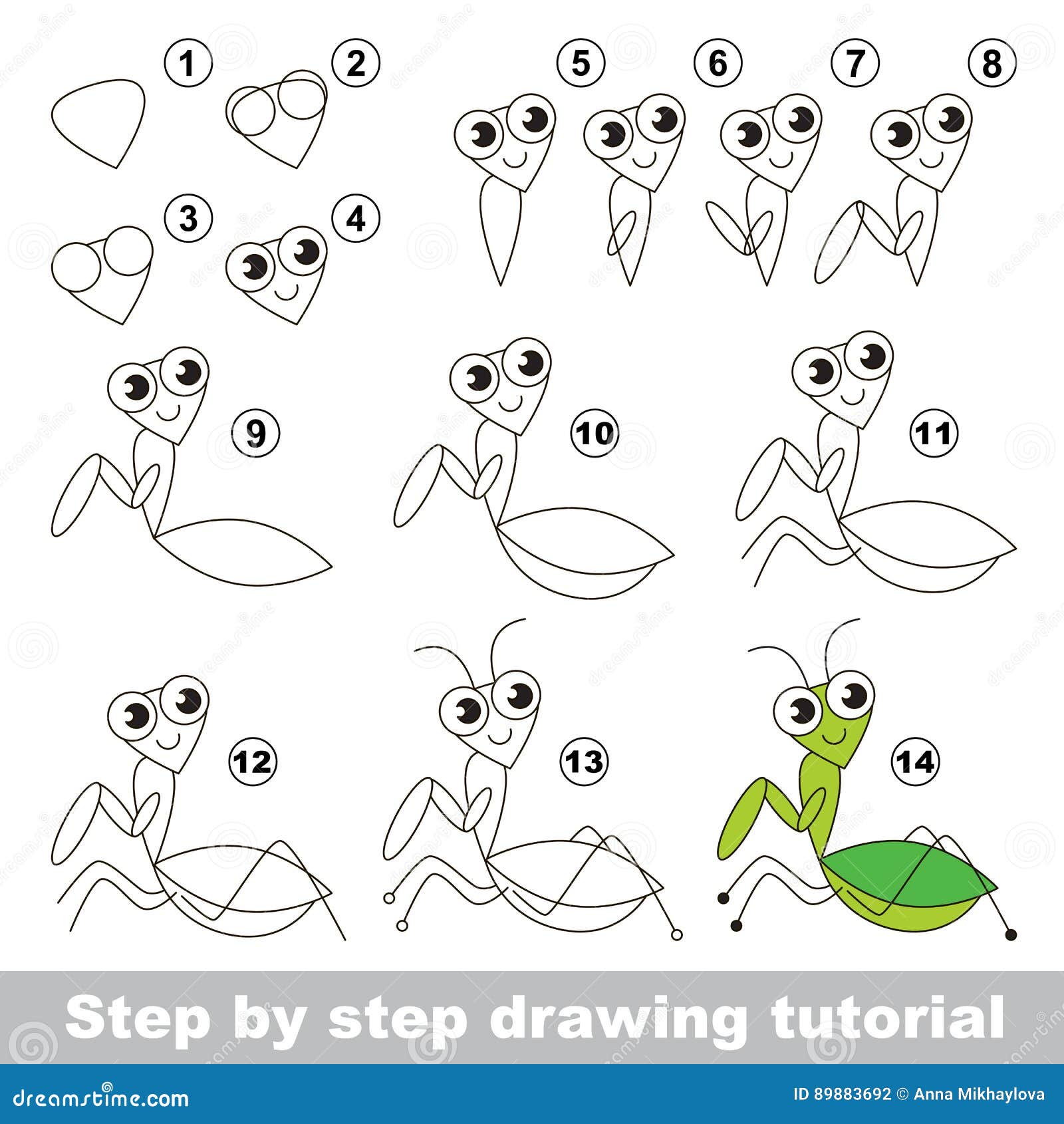 Drawing Tutorial. the Mantis. Stock Vector - Illustration of animal ...