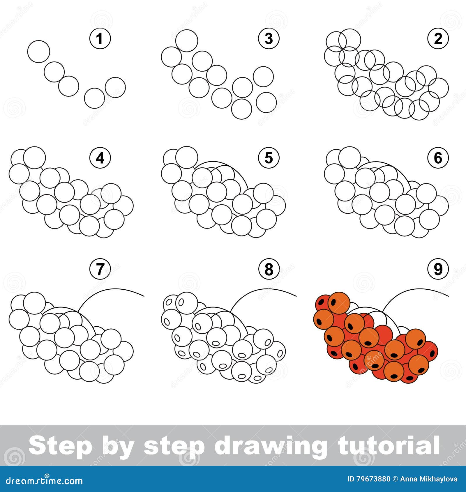 Drawing tutorial. rowan. stock vector. Illustration of sweet - 79673880