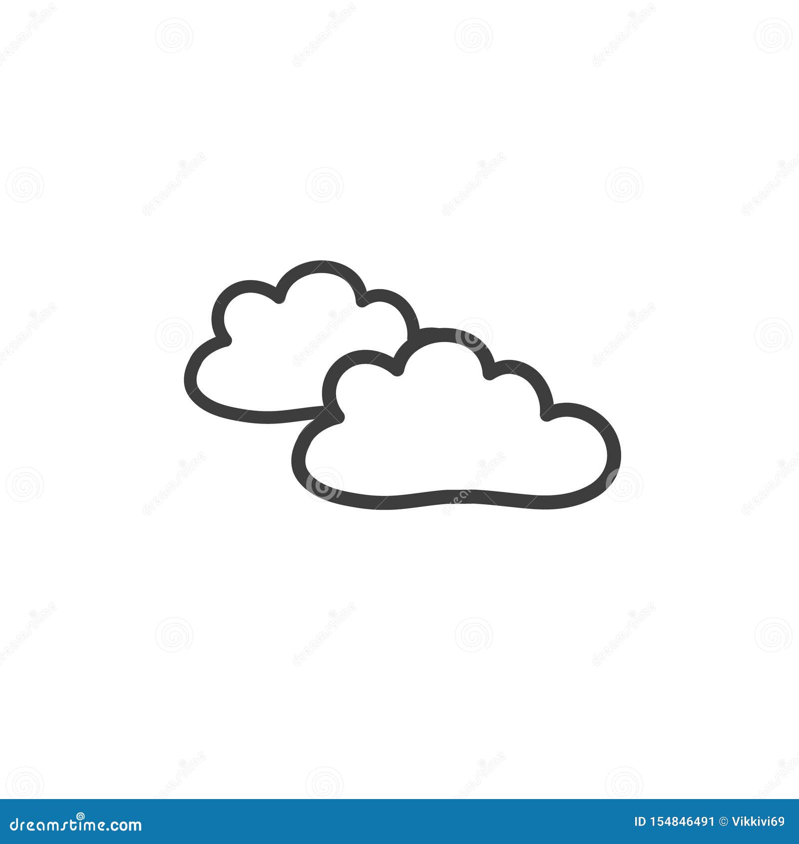 Drawing Two Clouds in the Style of a Doodle. a Symbol of Cloudy Weather ...