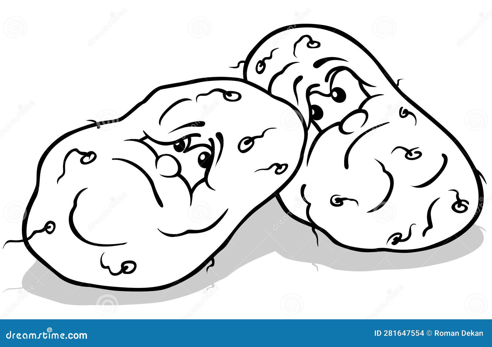Drawing of Two Grumpy Potatoes Stock Vector - Illustration of plant ...