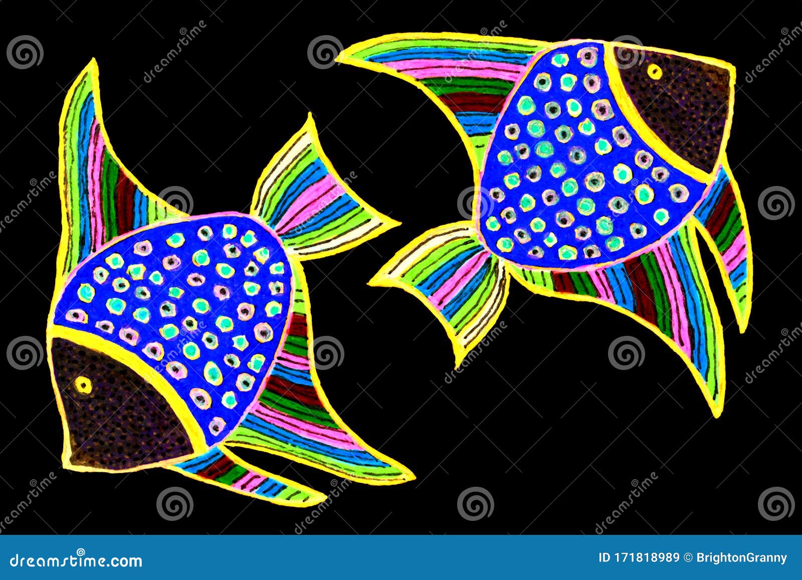 A Drawing of Two Little Fish. Stock Illustration - Illustration of ...