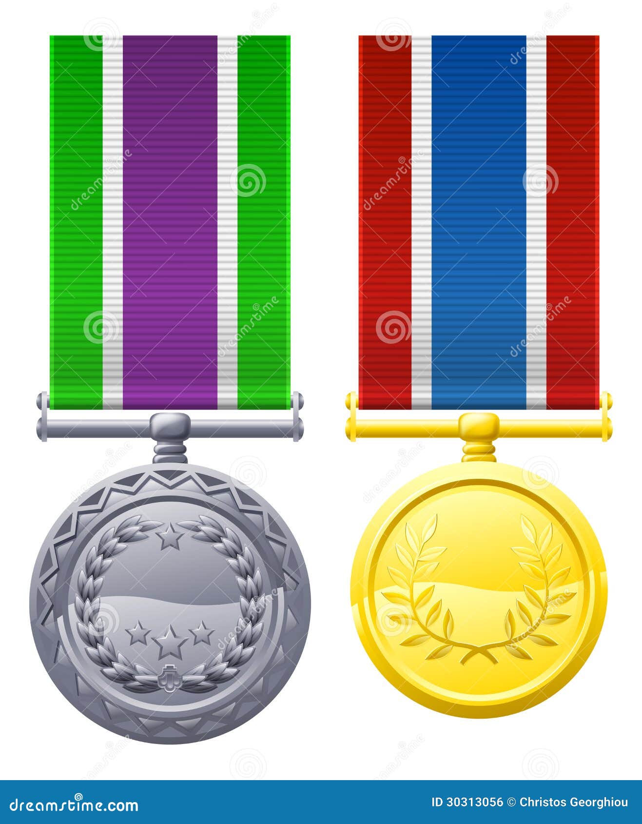 Two Metal Chest Medals and Ribbons Stock Vector - Illustration of ...
