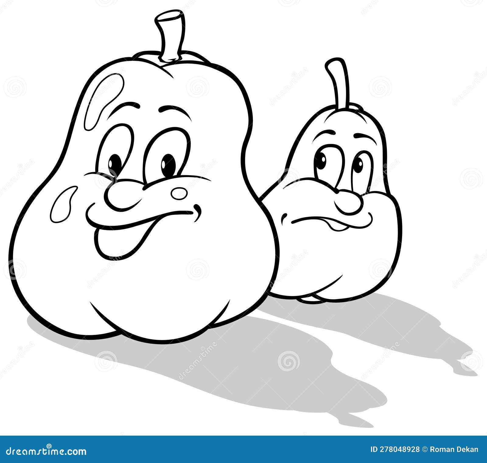 Drawing of Two Pears with Faces Stock Vector - Illustration of sweet ...