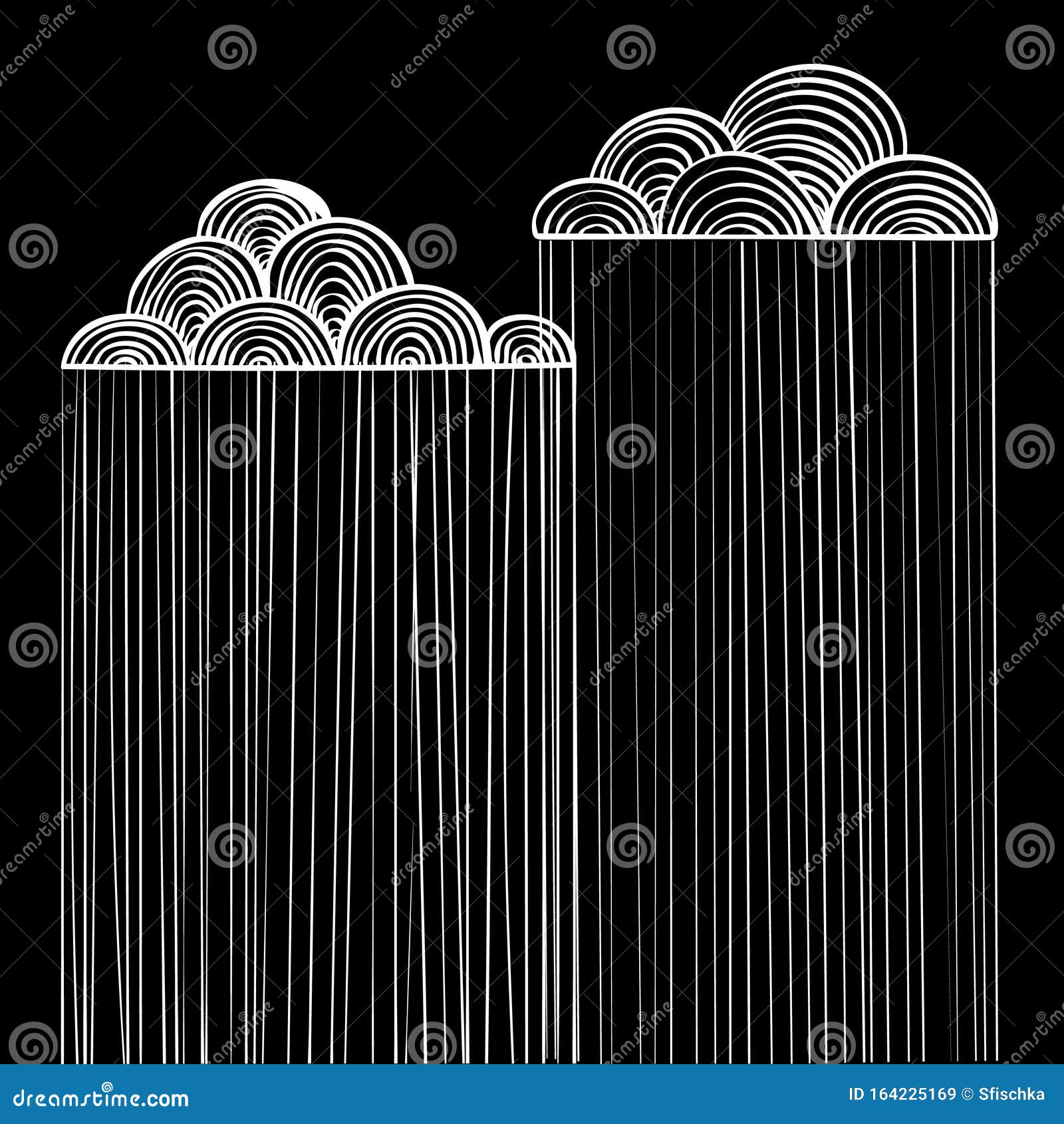Drawing two rain clouds stock vector. Illustration of rain - 164225169