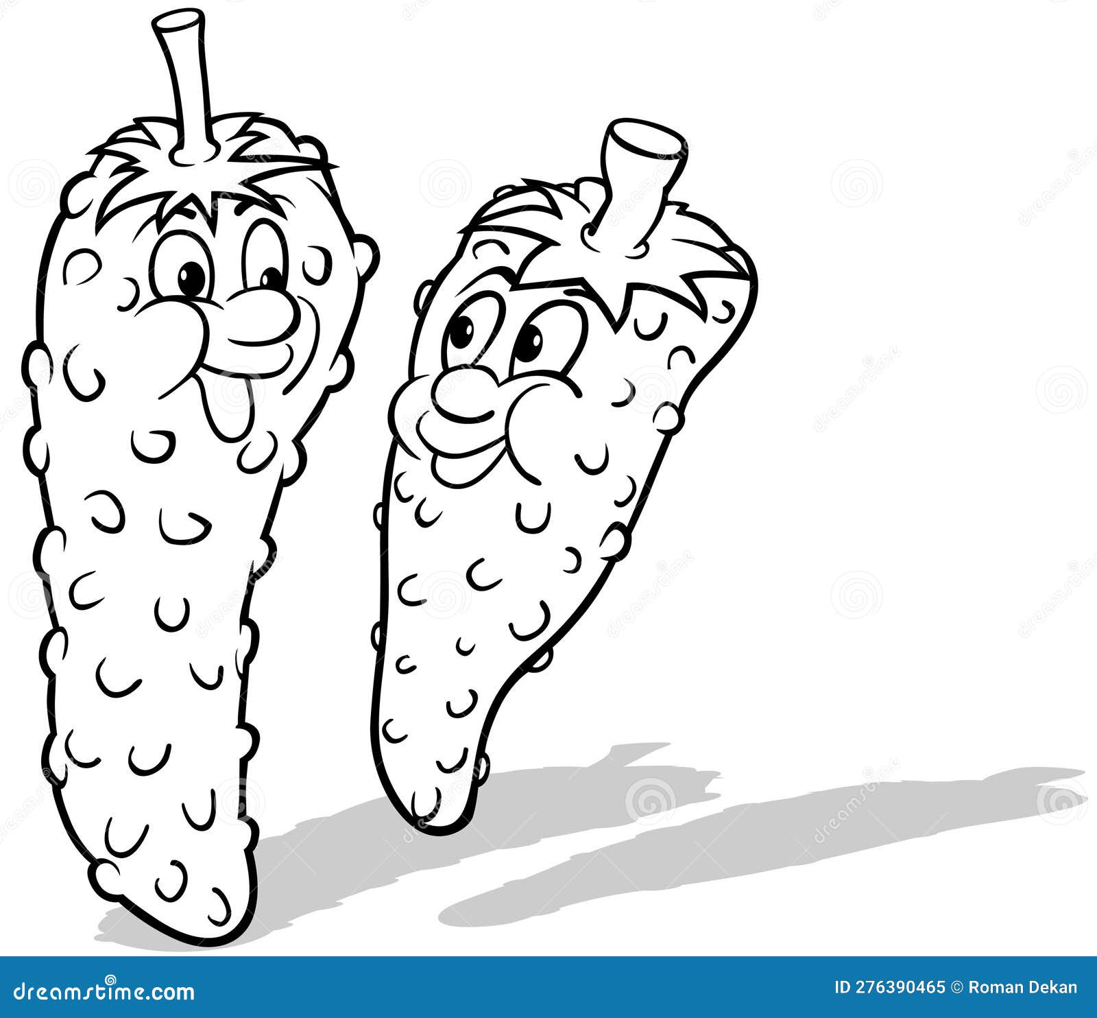 Drawing of Two Smiling Gherkins Stock Vector - Illustration of plant ...
