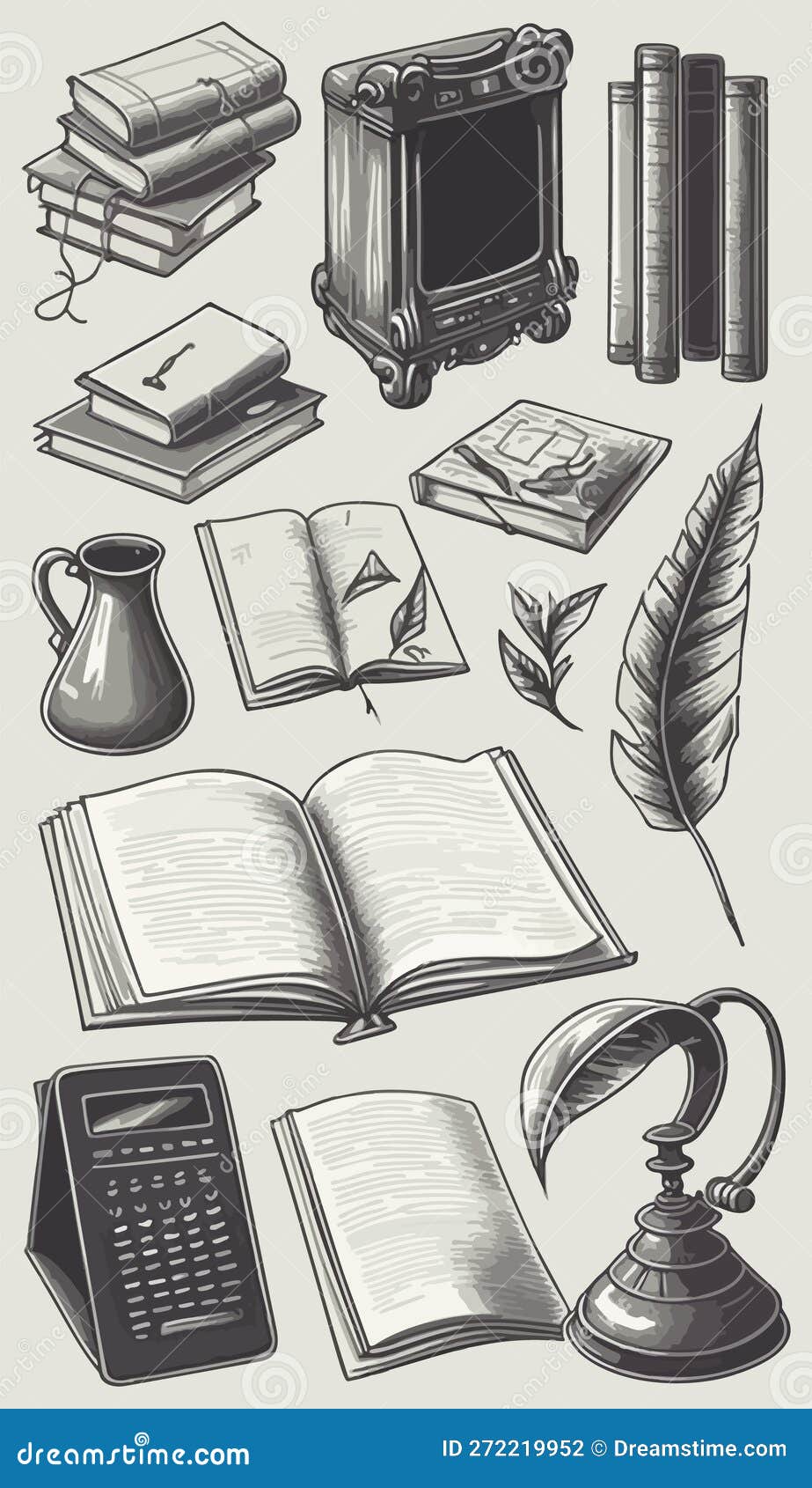 A Drawing of Various Objects for Studying or Studying with Books ...