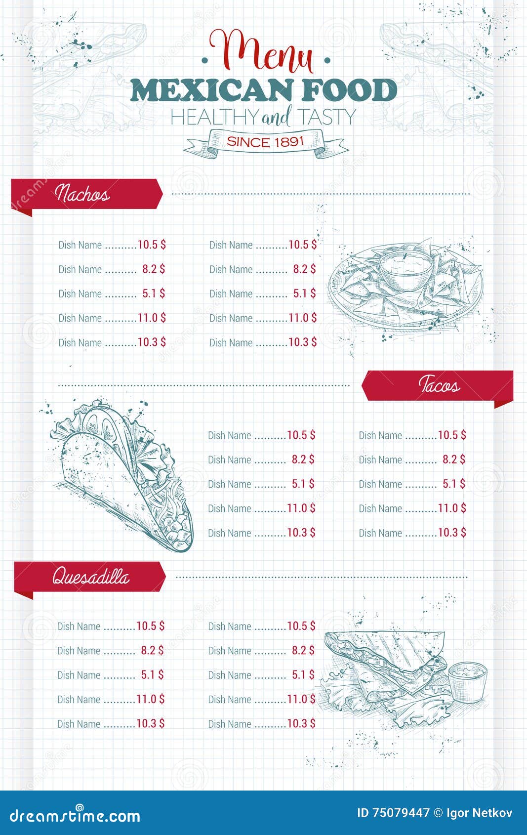 Drawing Vertical of Mexican Food Menu Stock Vector - Illustration of ...