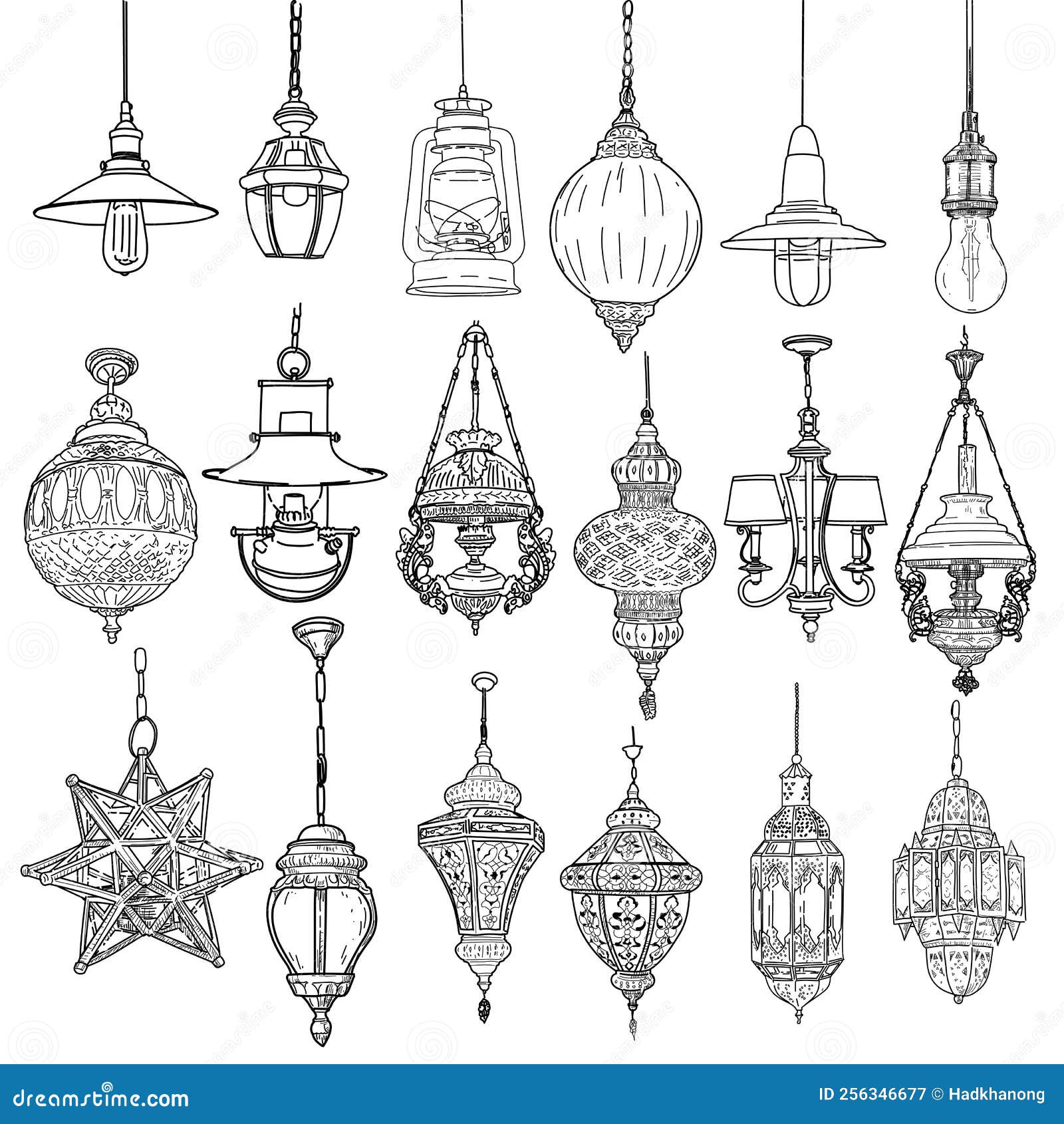 Drawing of vintage Lamp stock vector. Illustration of graphic - 256346677
