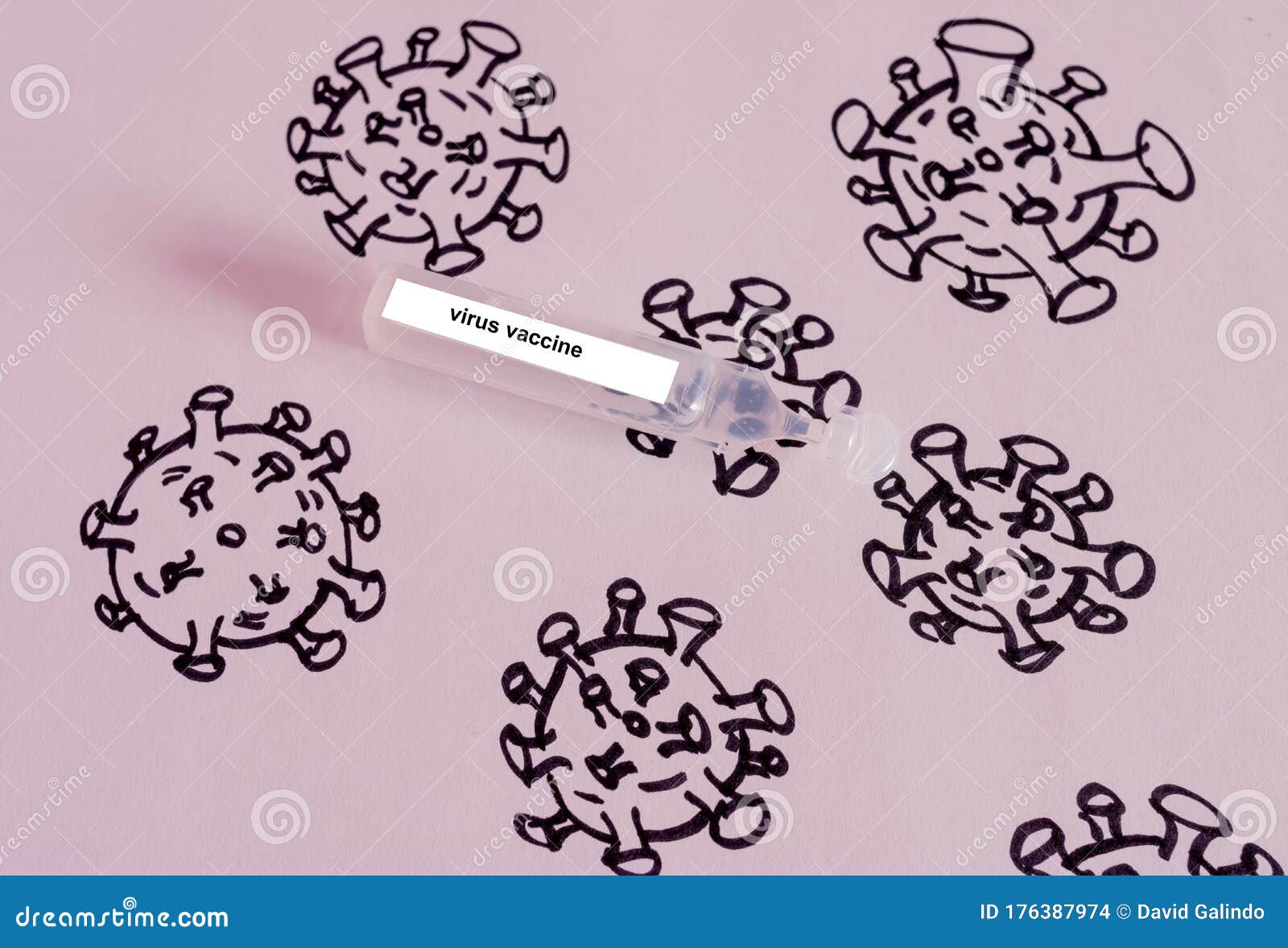 Drawing of Virus with Vaccine for Its Treatment Stock Photo - Image of ...