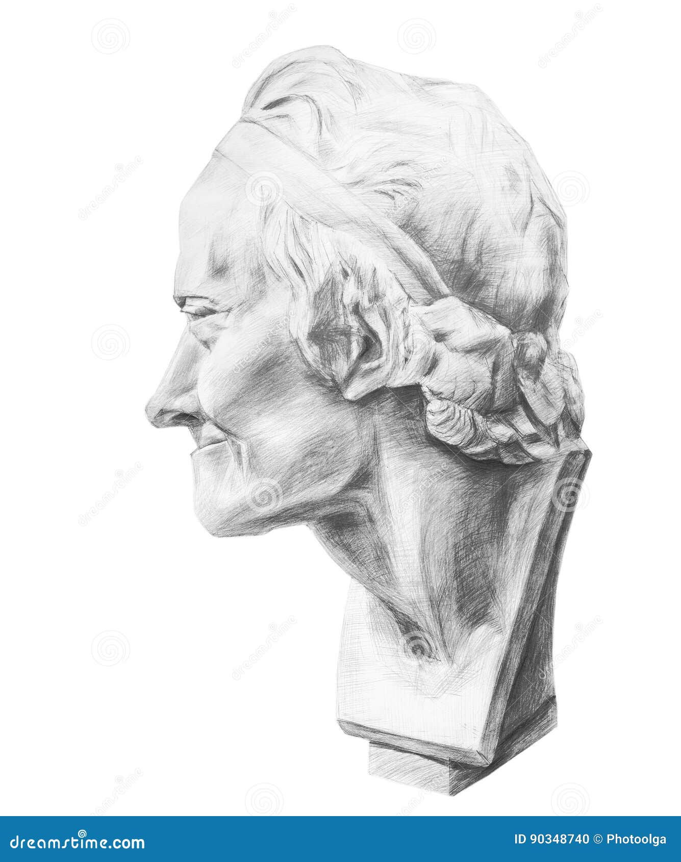Portrait Of Voltaire. Digital Pointillism. Voltaire`s Plaster Head In ...