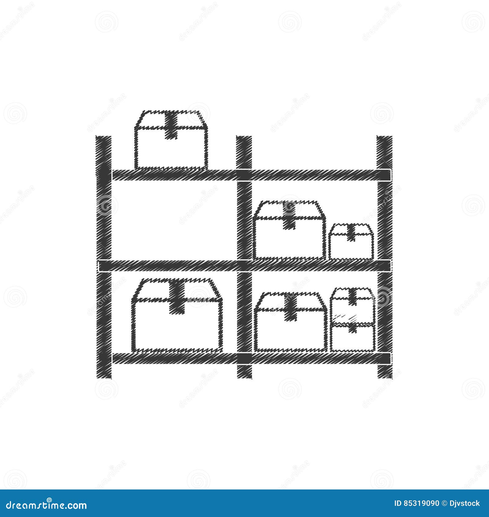 Drawing Warehouse Storage Boxes Pictogram Stock Illustration ...