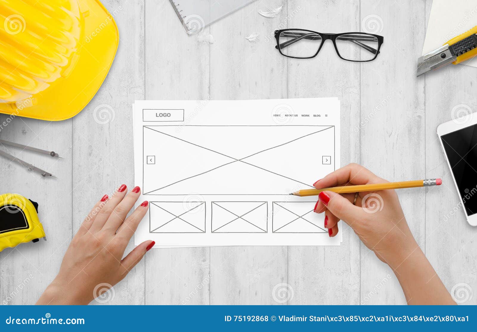 Drawing Website Idea on Paper. Stock Photo - Image of concept ...