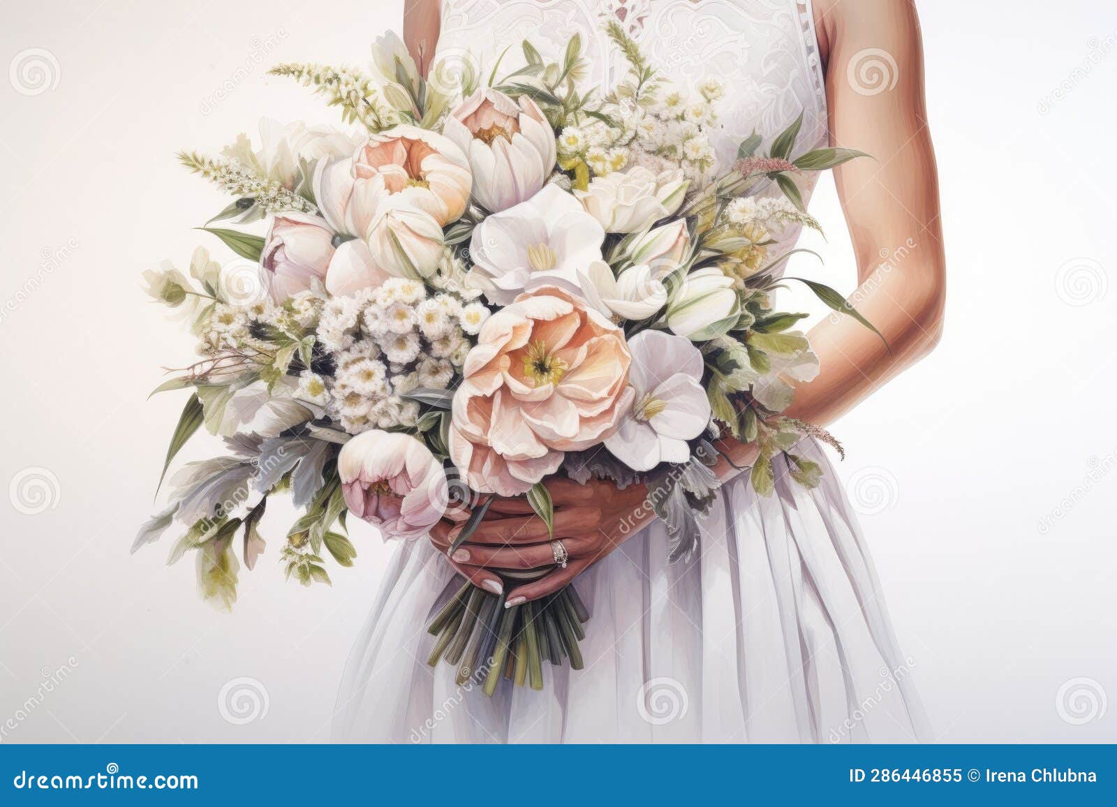 Drawing Wedding Bouquet in the Hands of the Bride Stock Illustration ...
