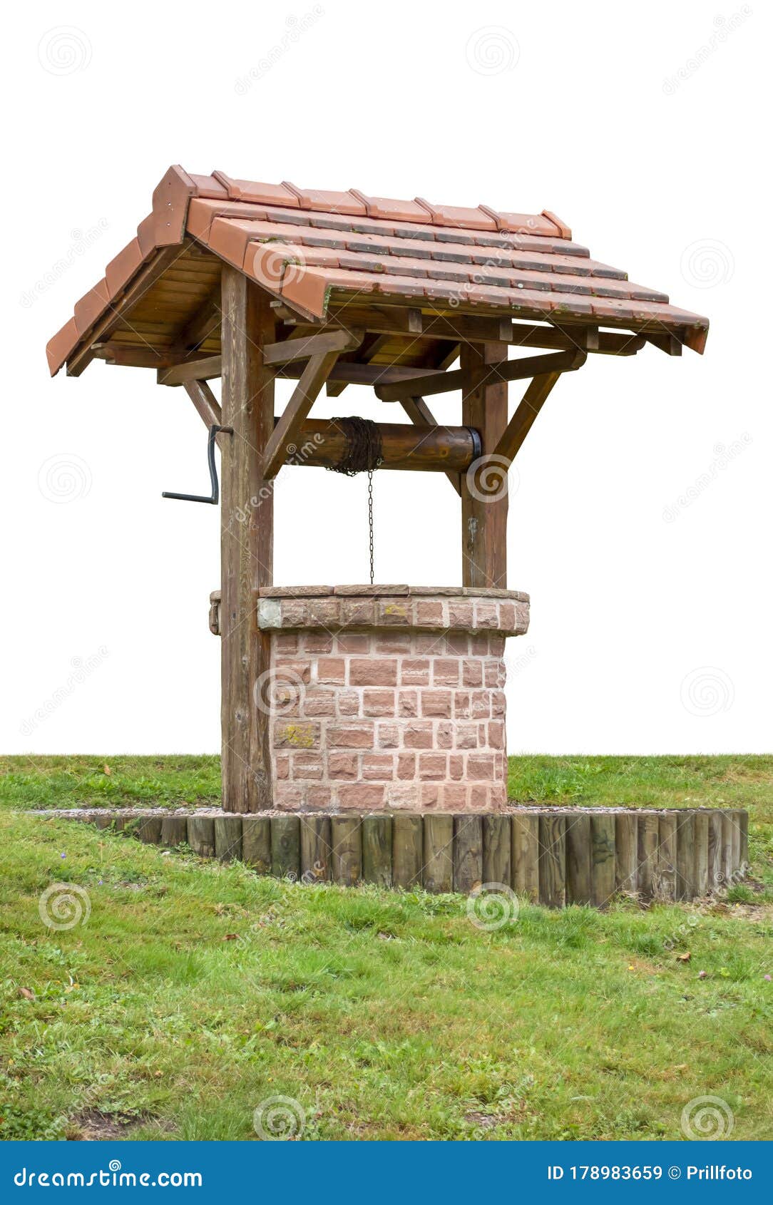 Drawing well stock image. Image of grass, wall, building - 178983659