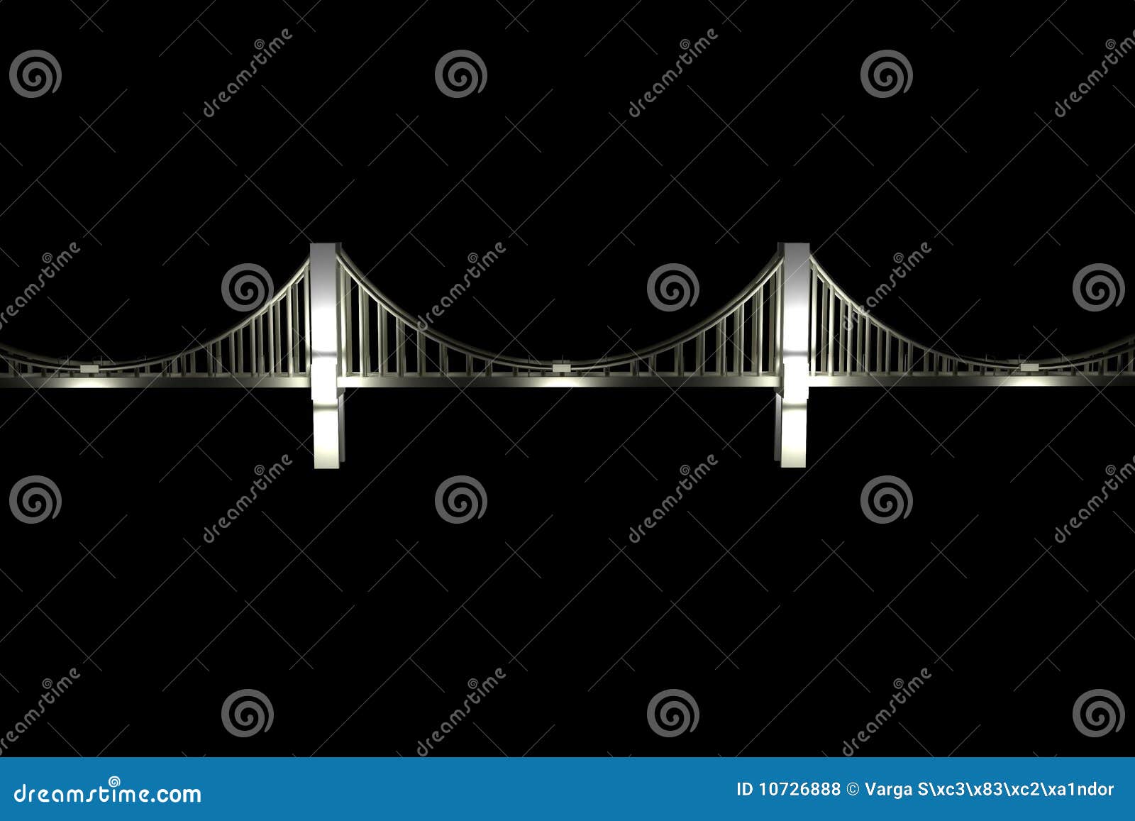 Drawing of a White Chained Bridge at Night Stock Illustration ...