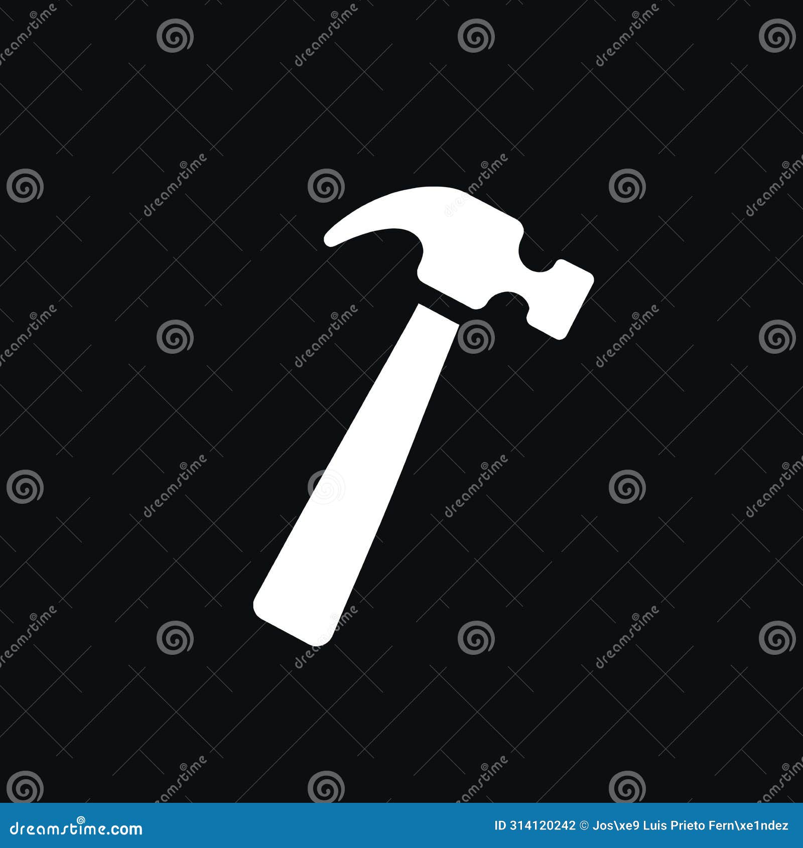 A Drawing of a White Hammer Stock Illustration - Illustration of handle ...