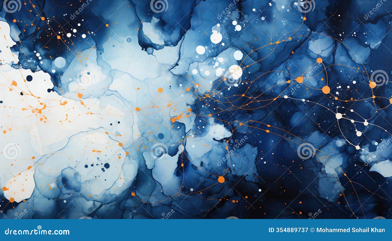 A Drawing White Paper with Blue and White Splatters in the Style of ...