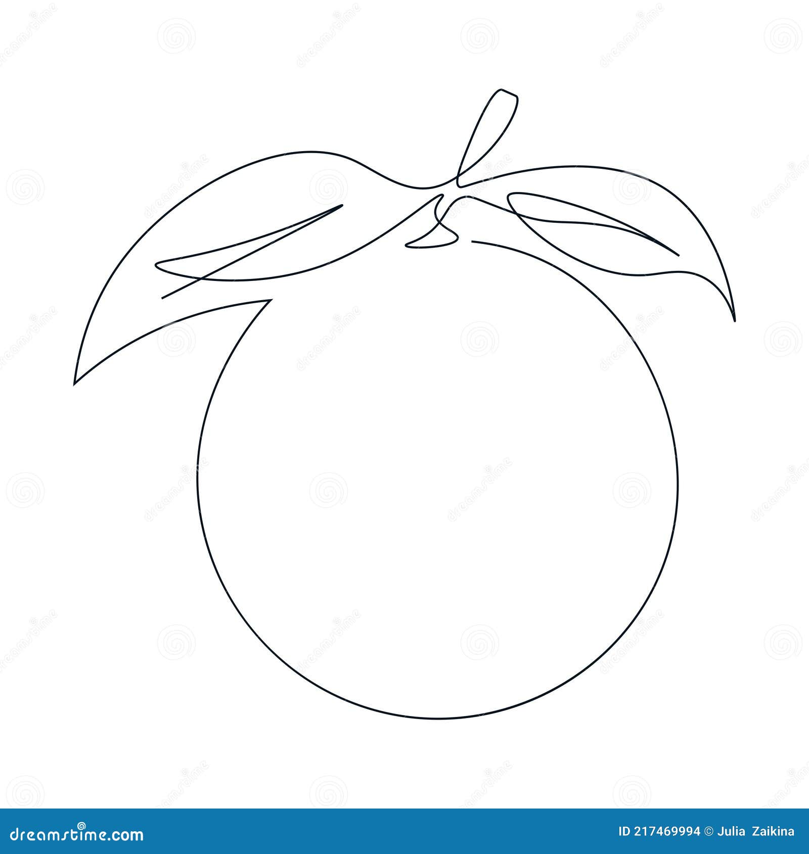 Continuous Single Line Drawing of a Orange Stock Vector - Illustration ...