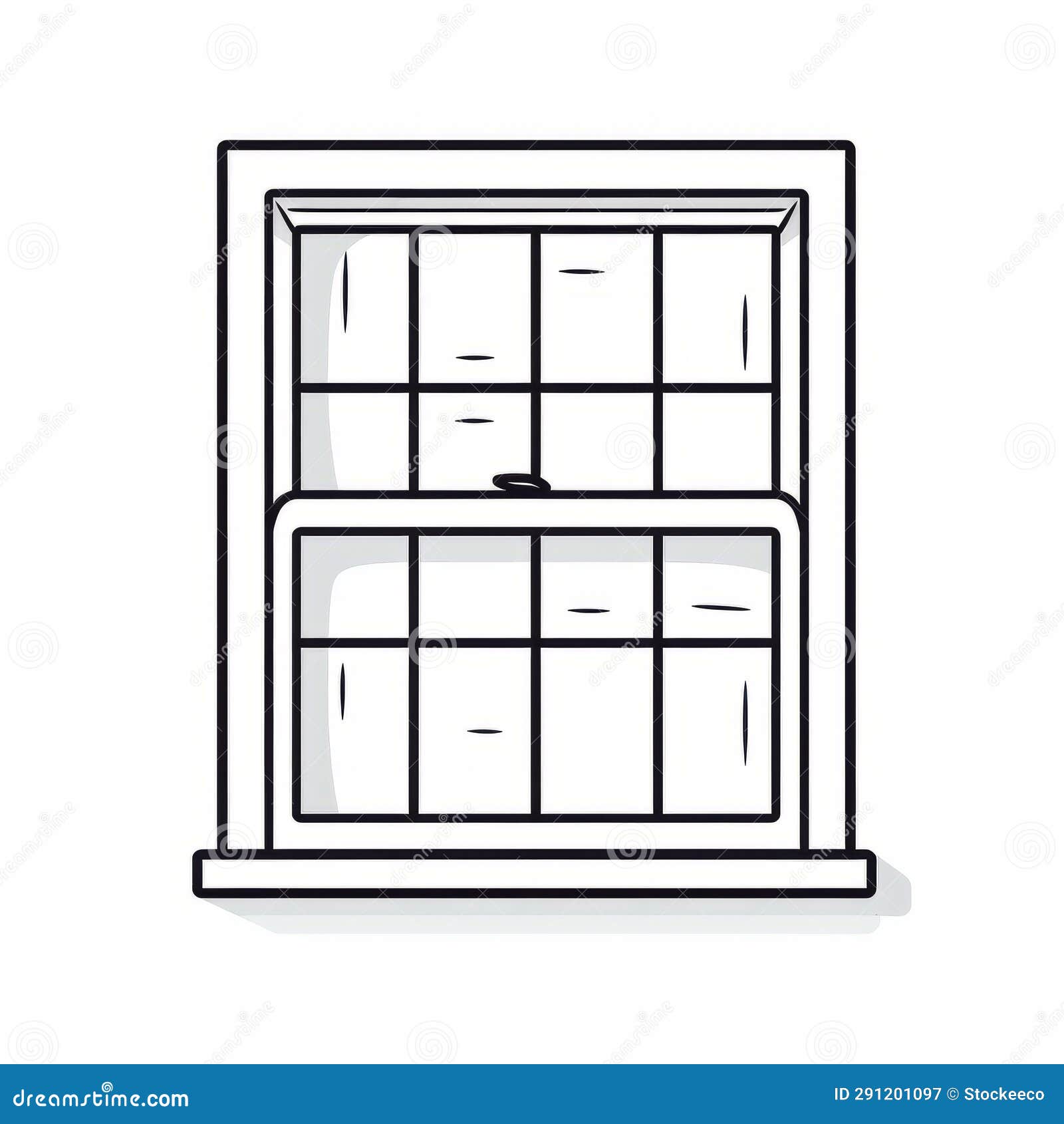 Minimalistic Line Drawing Window on White Background Stock Illustration ...