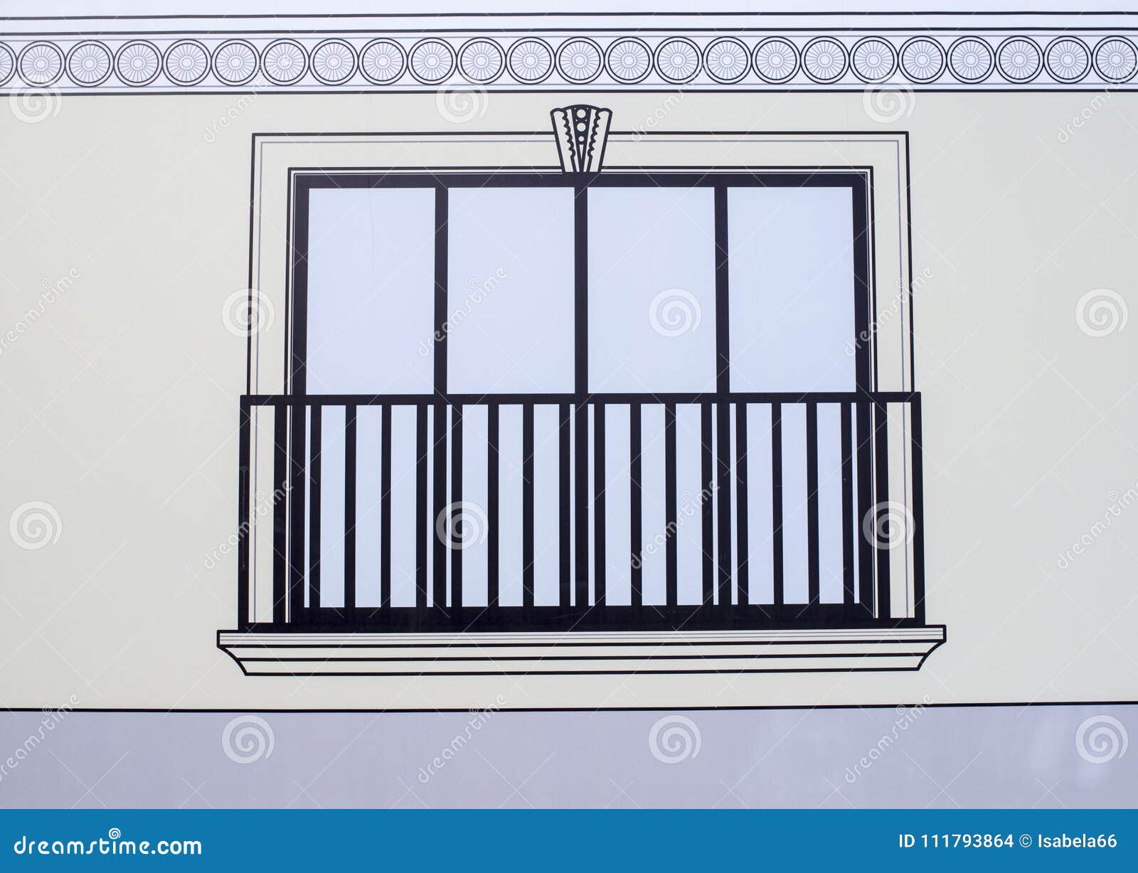 Drawing a Window with a Railing Stock Photo - Image of window, culture ...