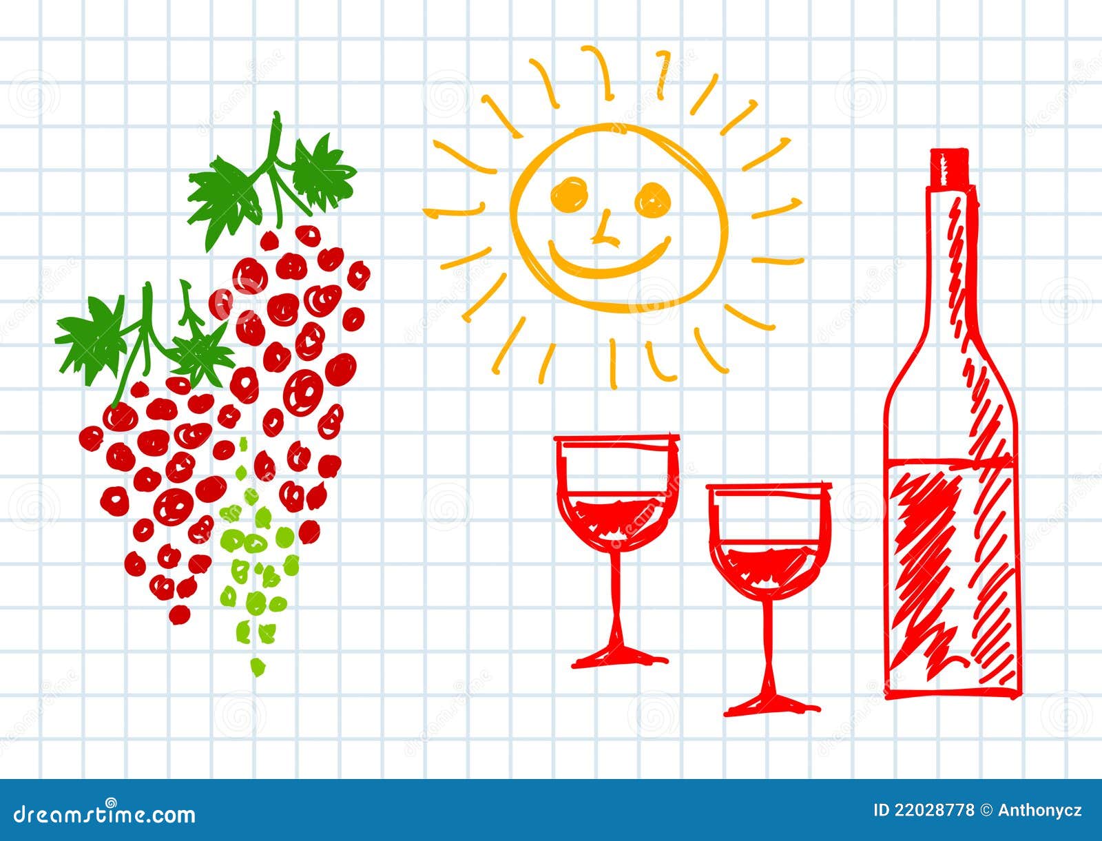 Drawing of wine stock vector. Illustration of paper, bunch - 22028778