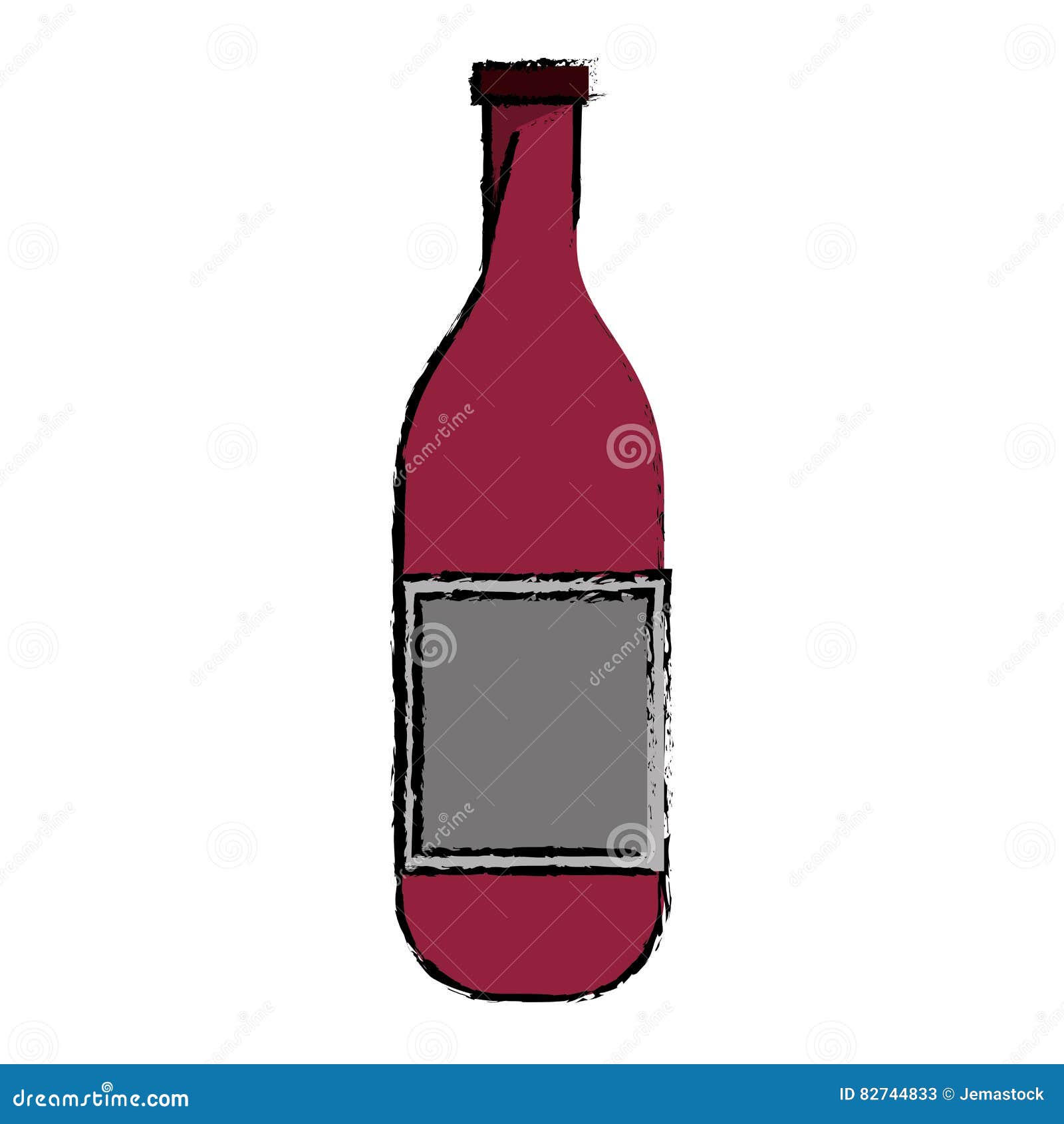 Drawing Wine Bottle with Cork Empty Label Stock Vector - Illustration ...