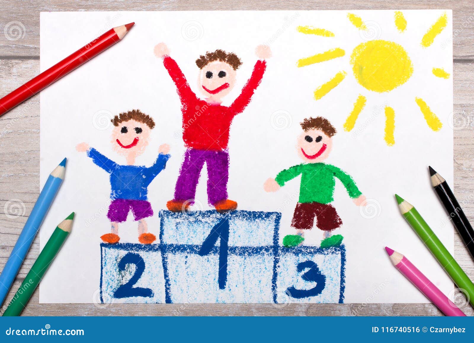 Drawing: Winners on the Podium. Stock Photo - Image of drawing, contest ...