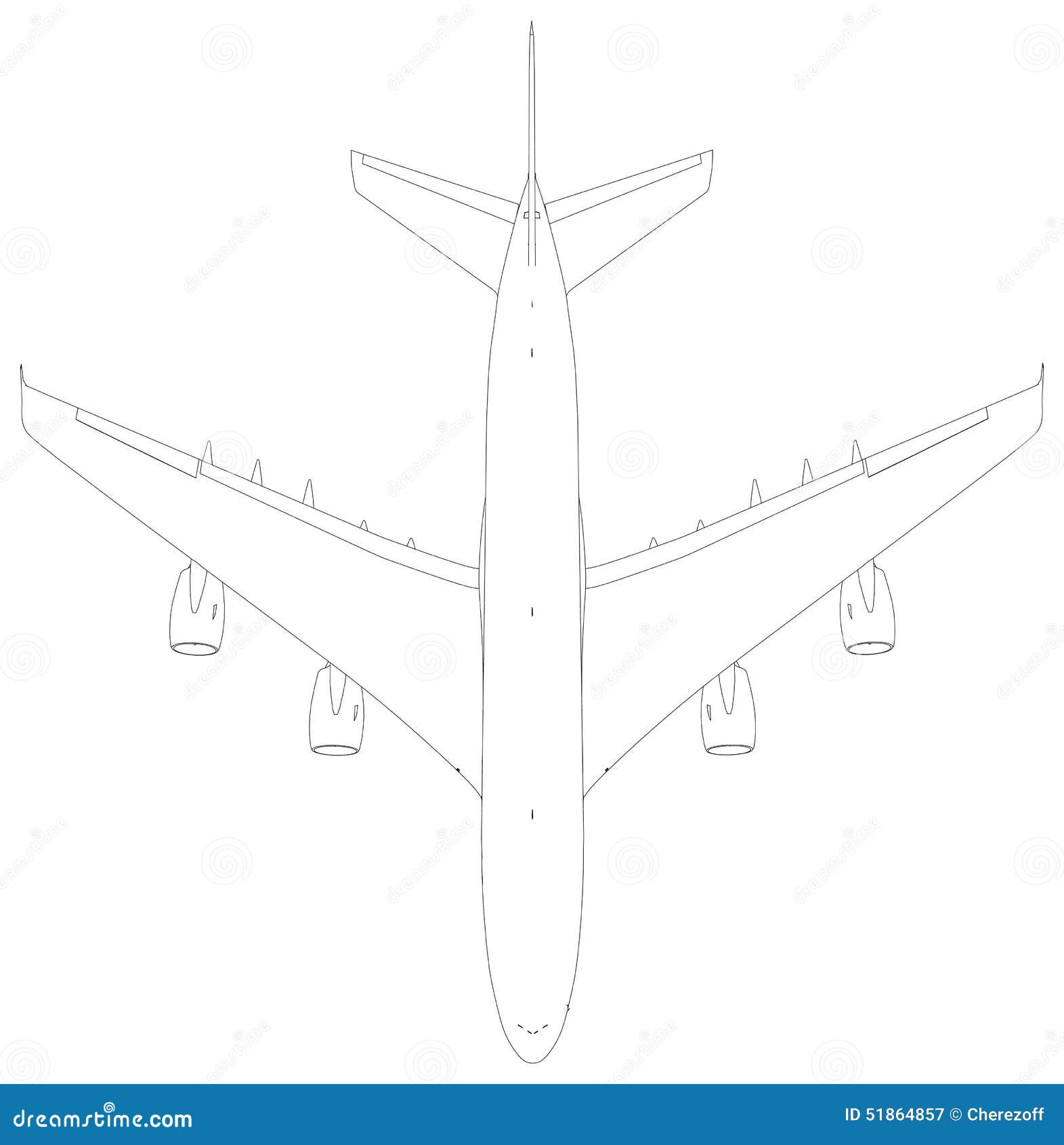 Drawing of Wire-frame Airplane. Top View. Vector Stock Vector ...