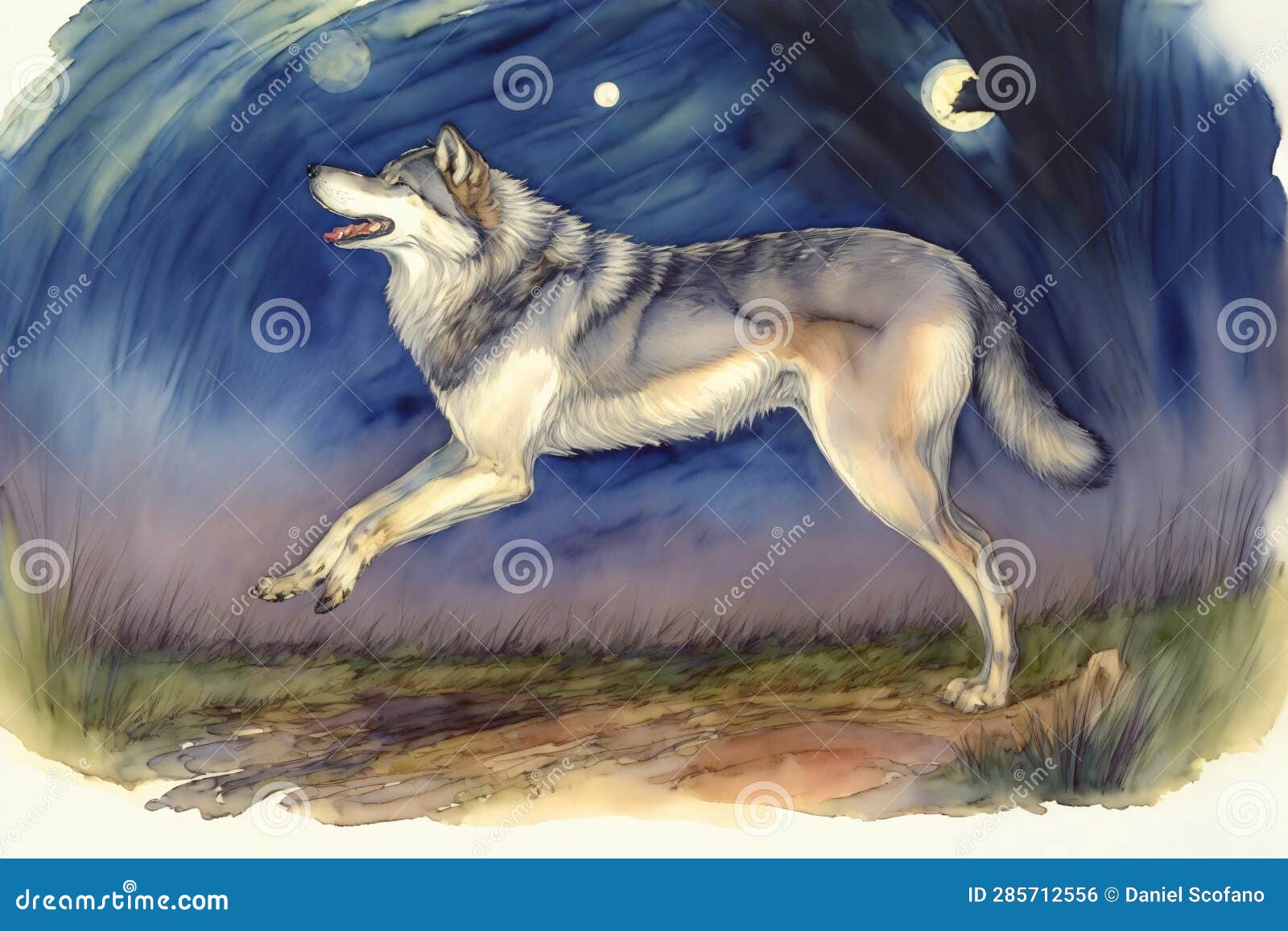 A Drawing of a Wolf Jumping in the Air. Generative AI Stock ...