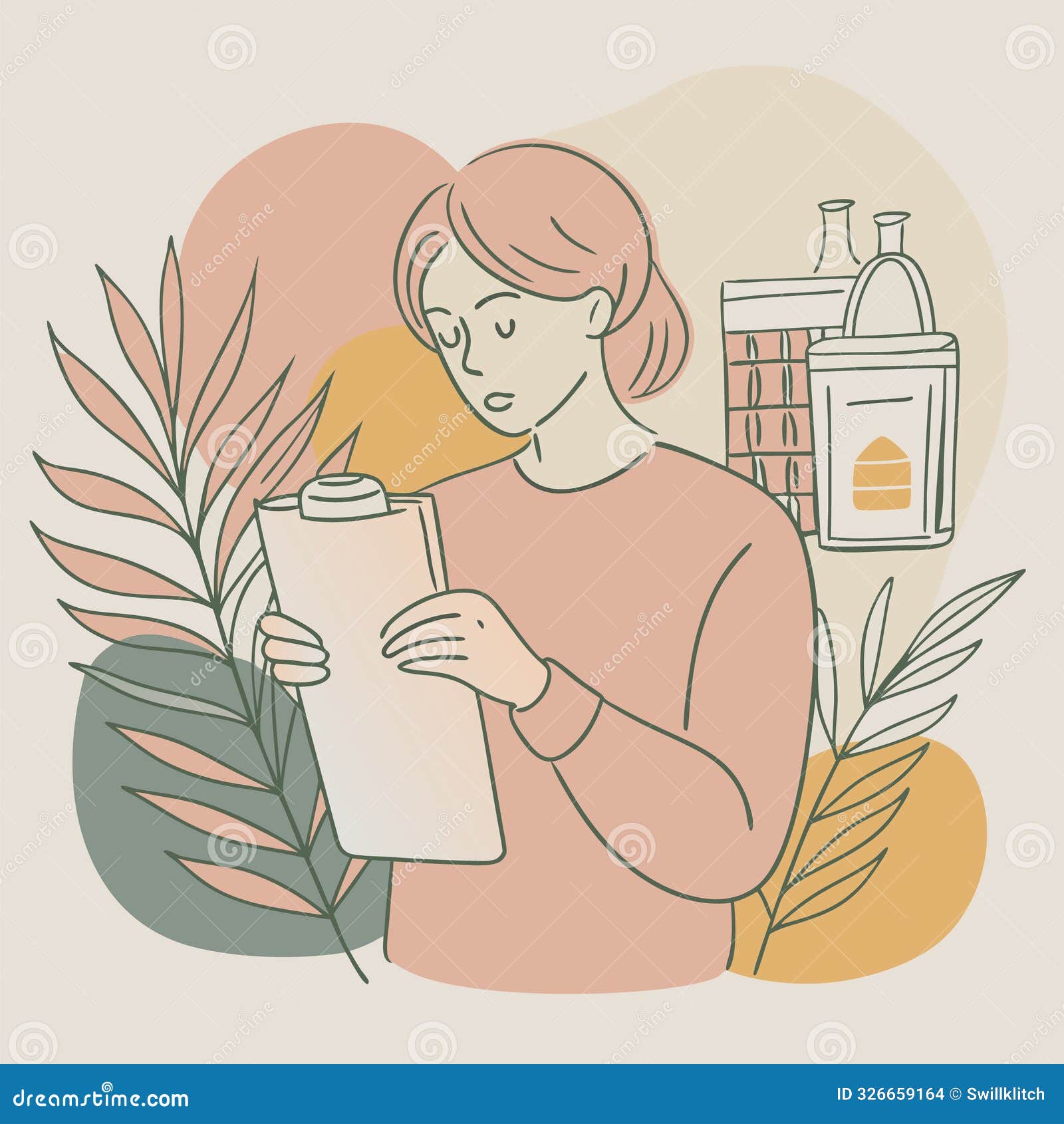 Drawing Of A Woman Character With Checklist, Marking The Tasks Vector ...