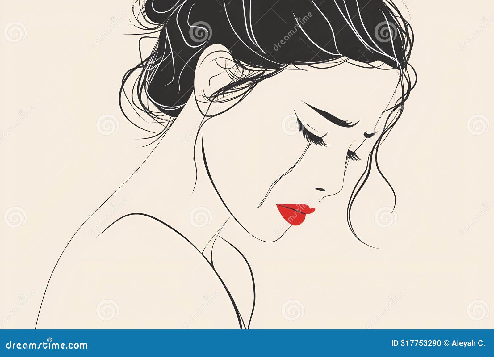 Drawing of a woman crying stock illustration. Illustration of lonely ...