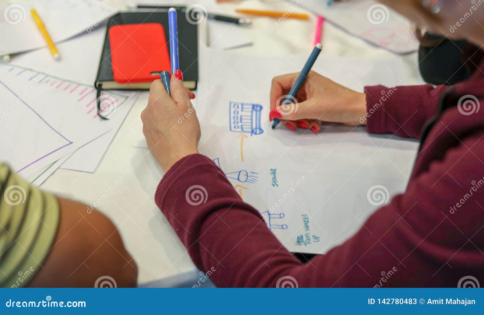 Drawing Corporate Training stock image. Image of hands - 142780483