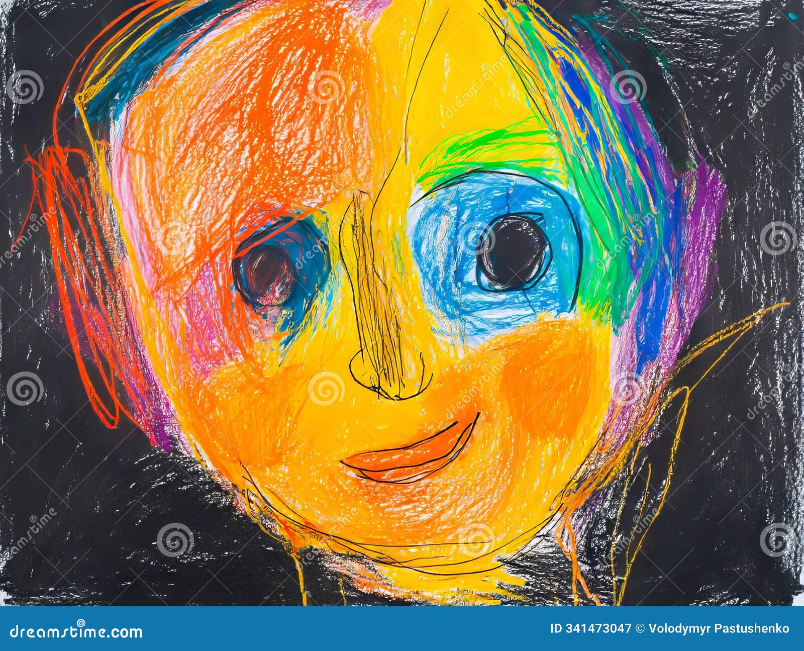 A Drawing of a Woman S Face with Bright Colors Stock Image - Image of ...